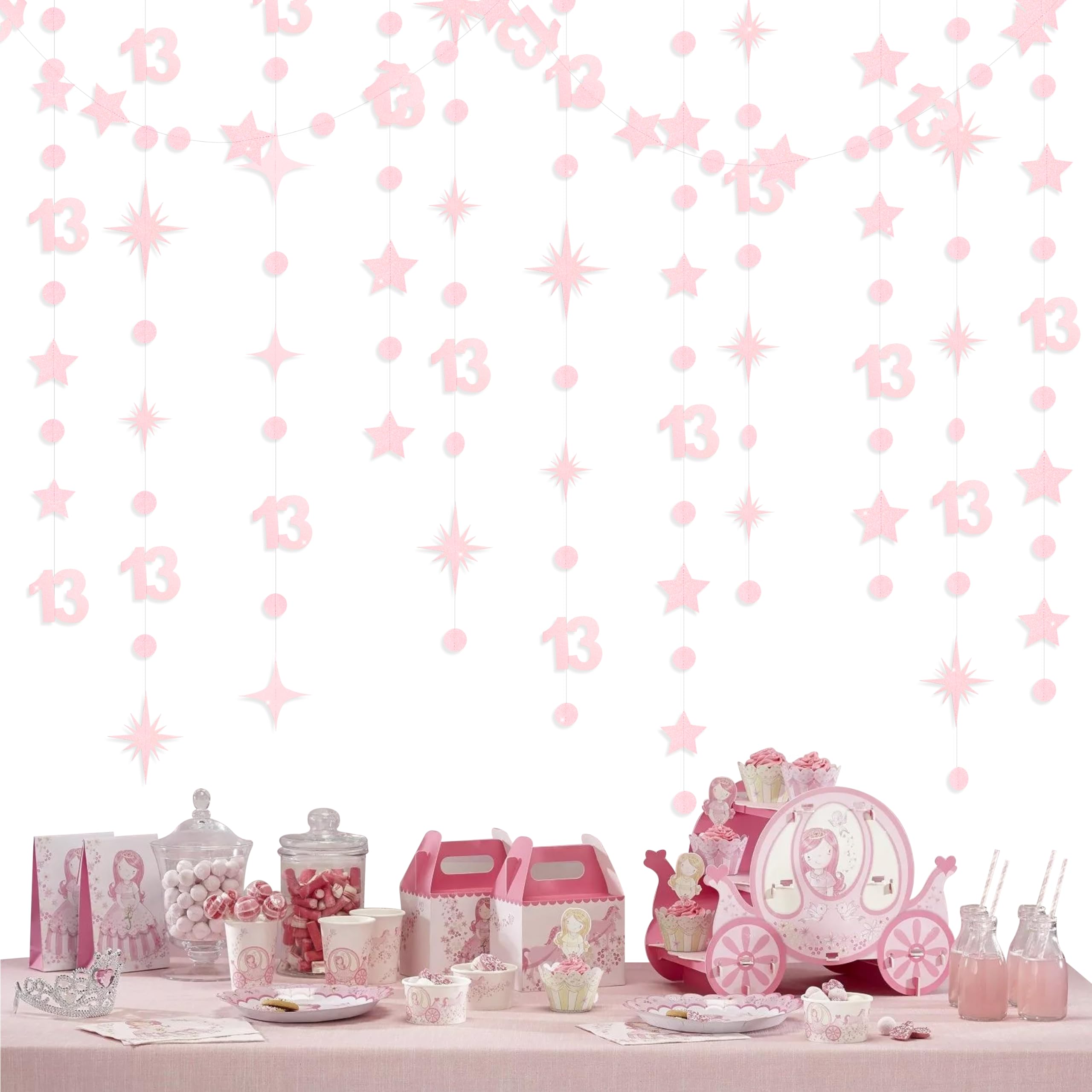 Snapklik.com : Glitter Pink 13th Birthday Decorations Number 13 Circle ...
