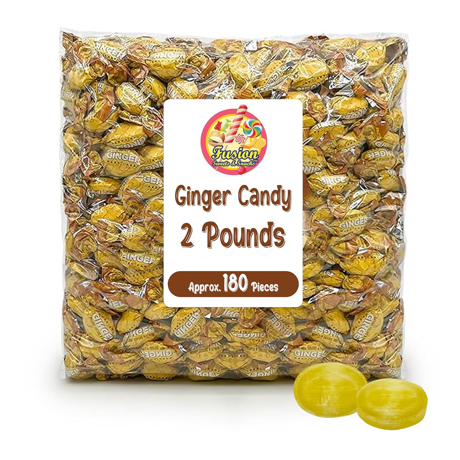 Amazon.com : Ginger Candy - 2 Pound Bag - Hard Ginger Candy For Nausea ...