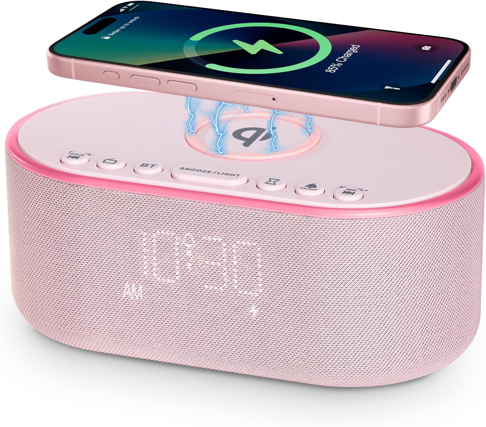Amazon.com: HOUSBAY Wireless Charging Alarm Clock Radio - Fast Charging ...