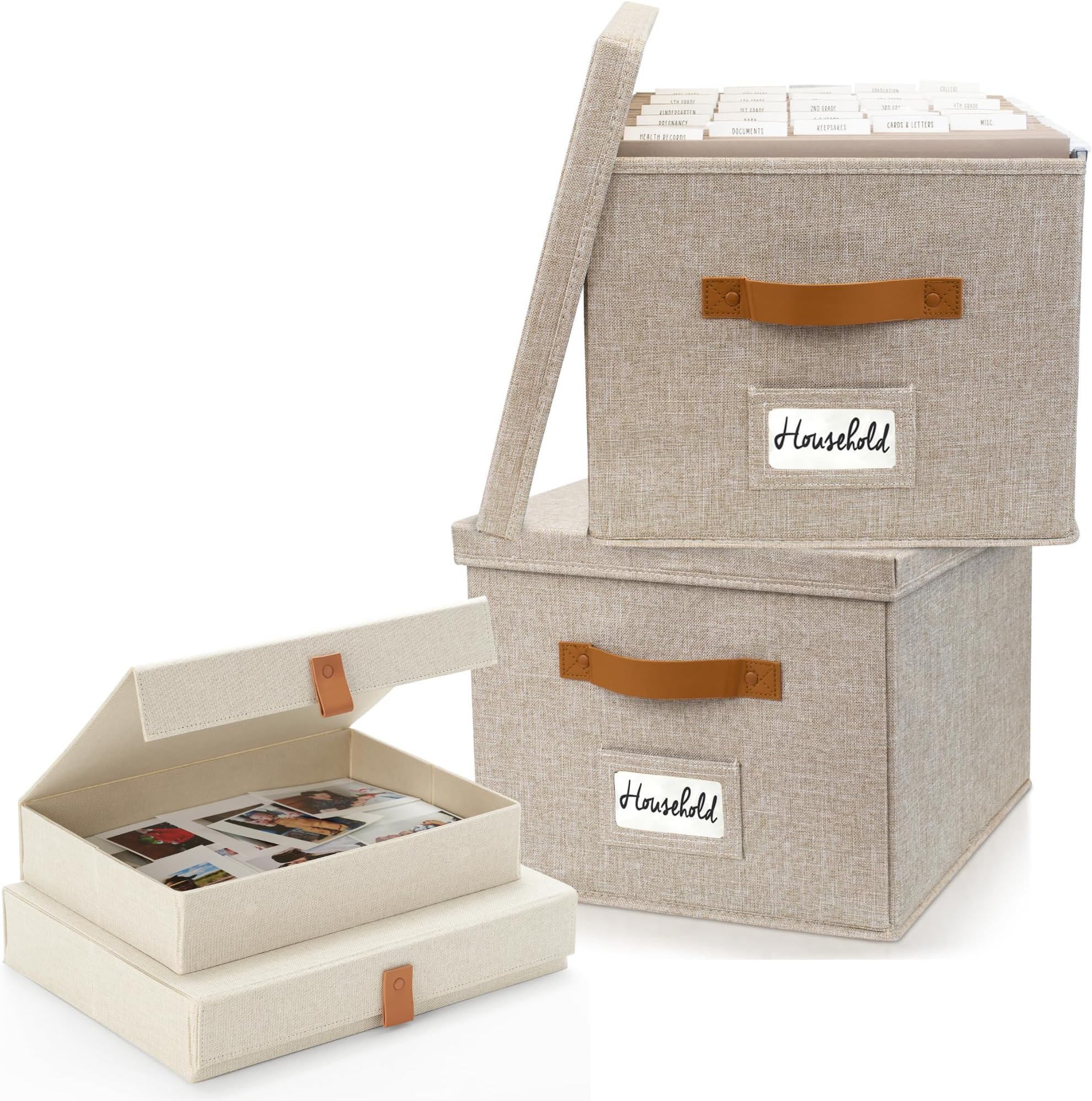 Amazon.com: ZICOTO Decorative File Organizer Box Set of 2 and Photo ...