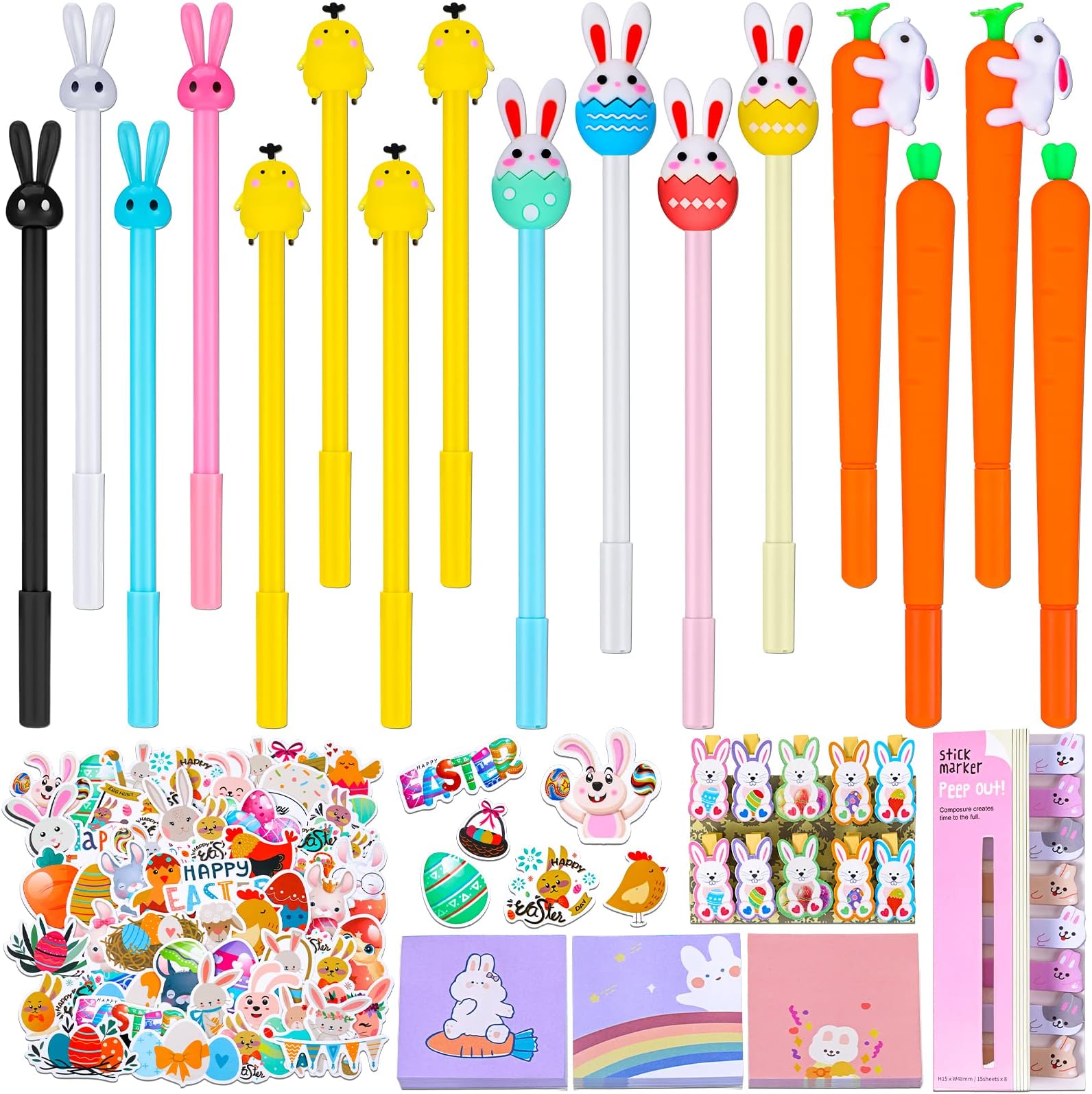 Amazon.com: Crtiin 80 Pcs Easter Cute Bunny Carrot Pen Kawaii ...