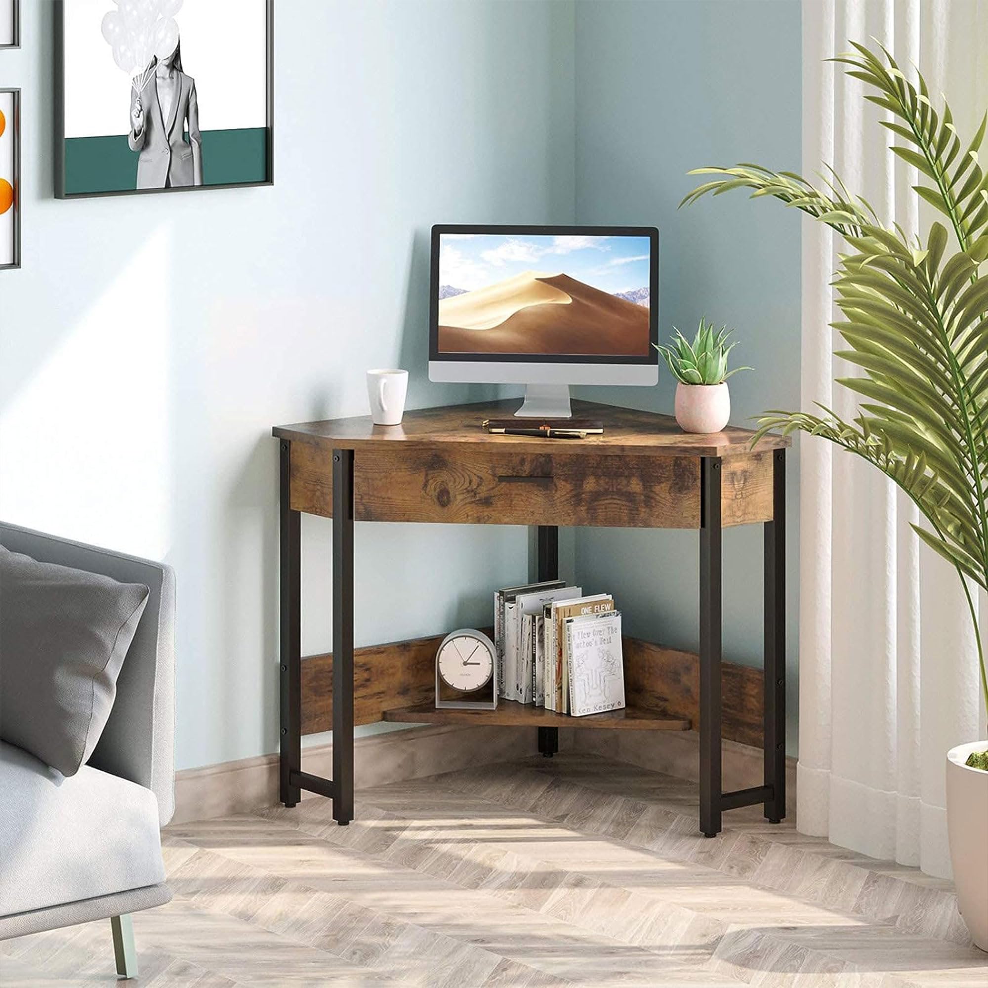 Snapklik.com : ODK Corner Desk, Triangle Computer Desk Corner Vanity