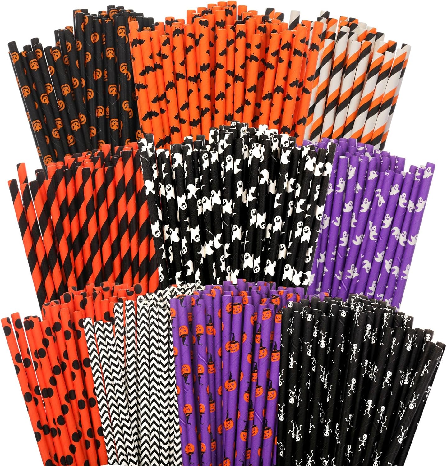 Amazon.com: Jutom 500 Pieces Halloween Paper Straws Variety Pack 10 ...