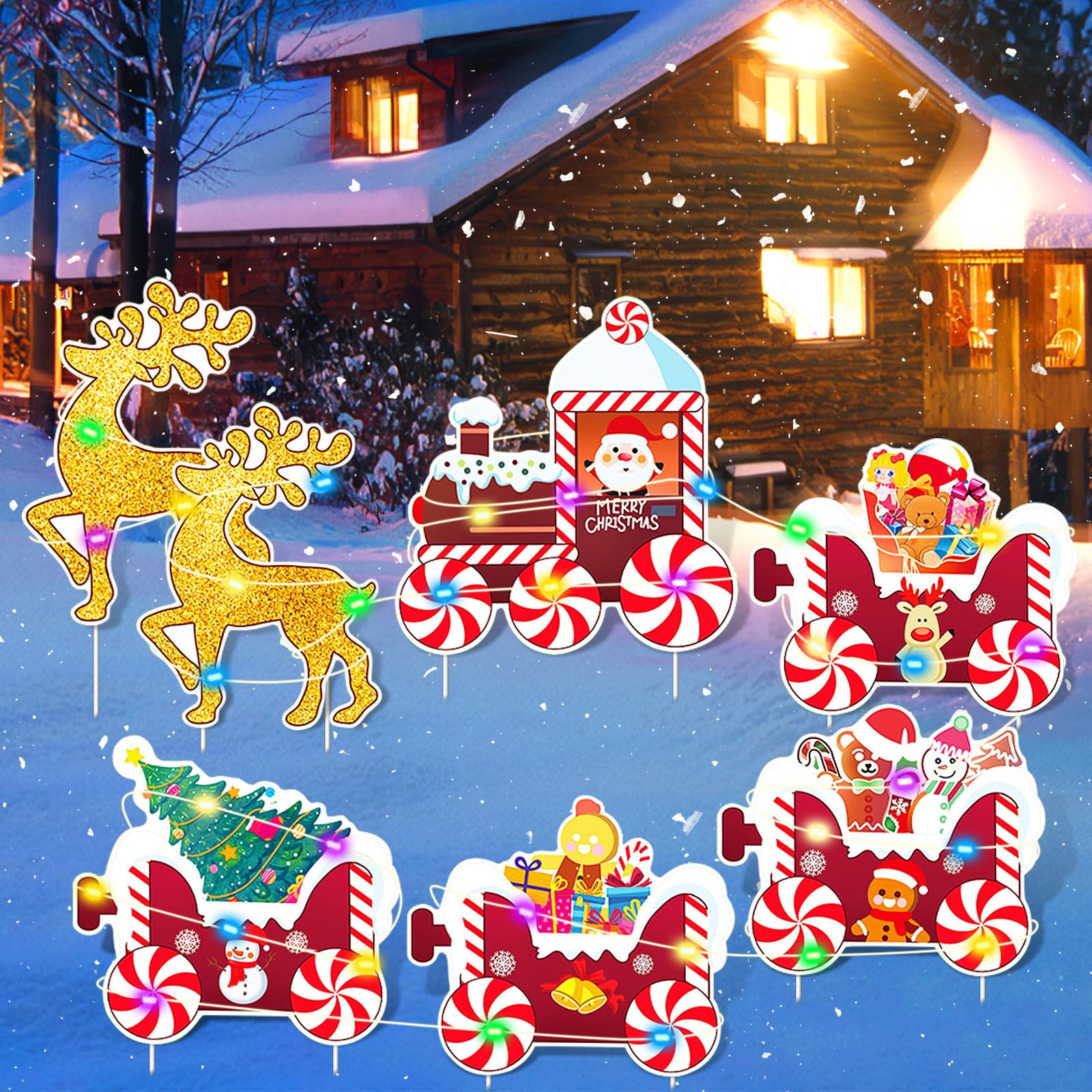 Amazon.com : AUGSUN 7 Pack Christmas Yard Signs with LED Lights, AUGSUN ...