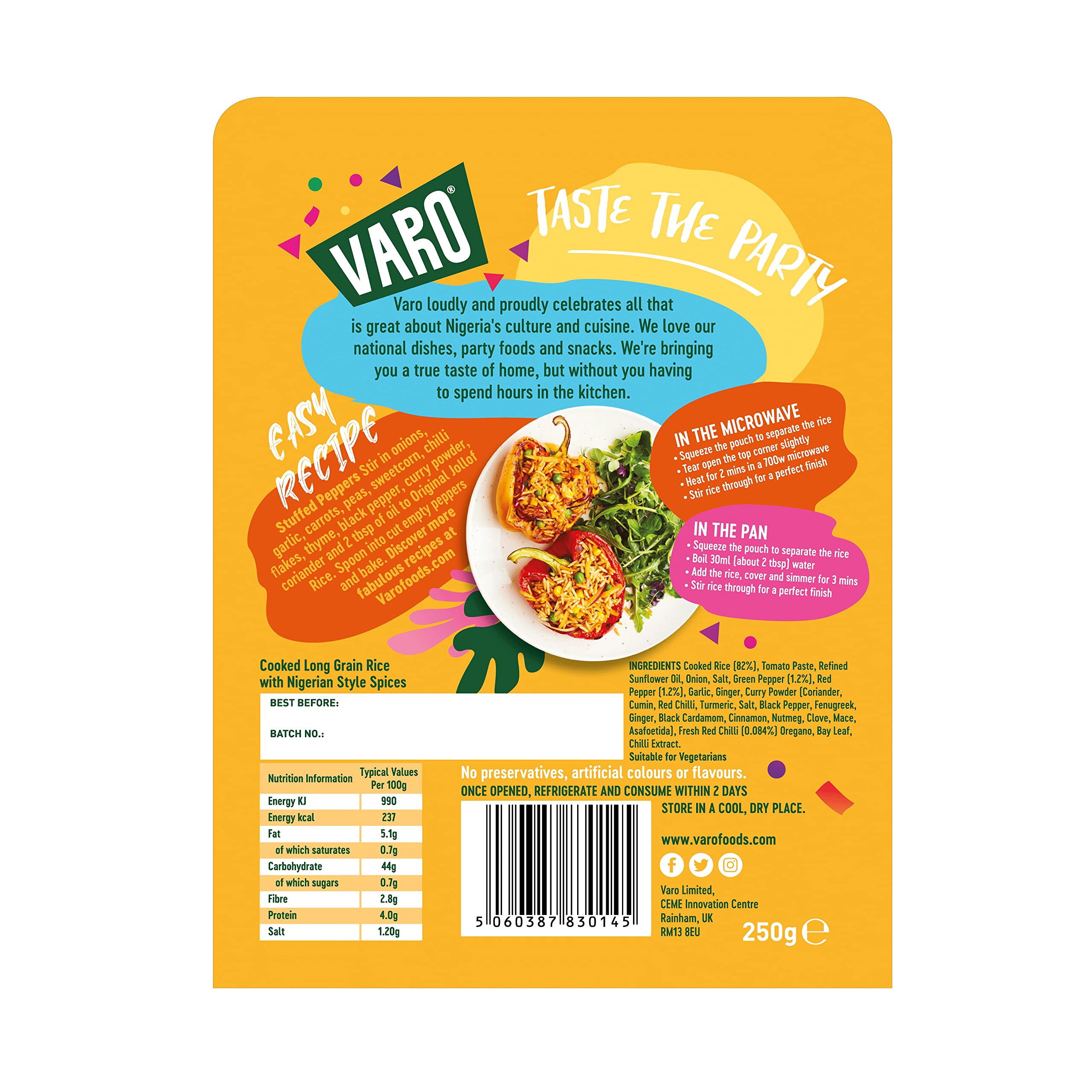 Buy Jollof Rice Pack of 6 – Microwave Rice Ready in 2 Minutes – 6 x ...