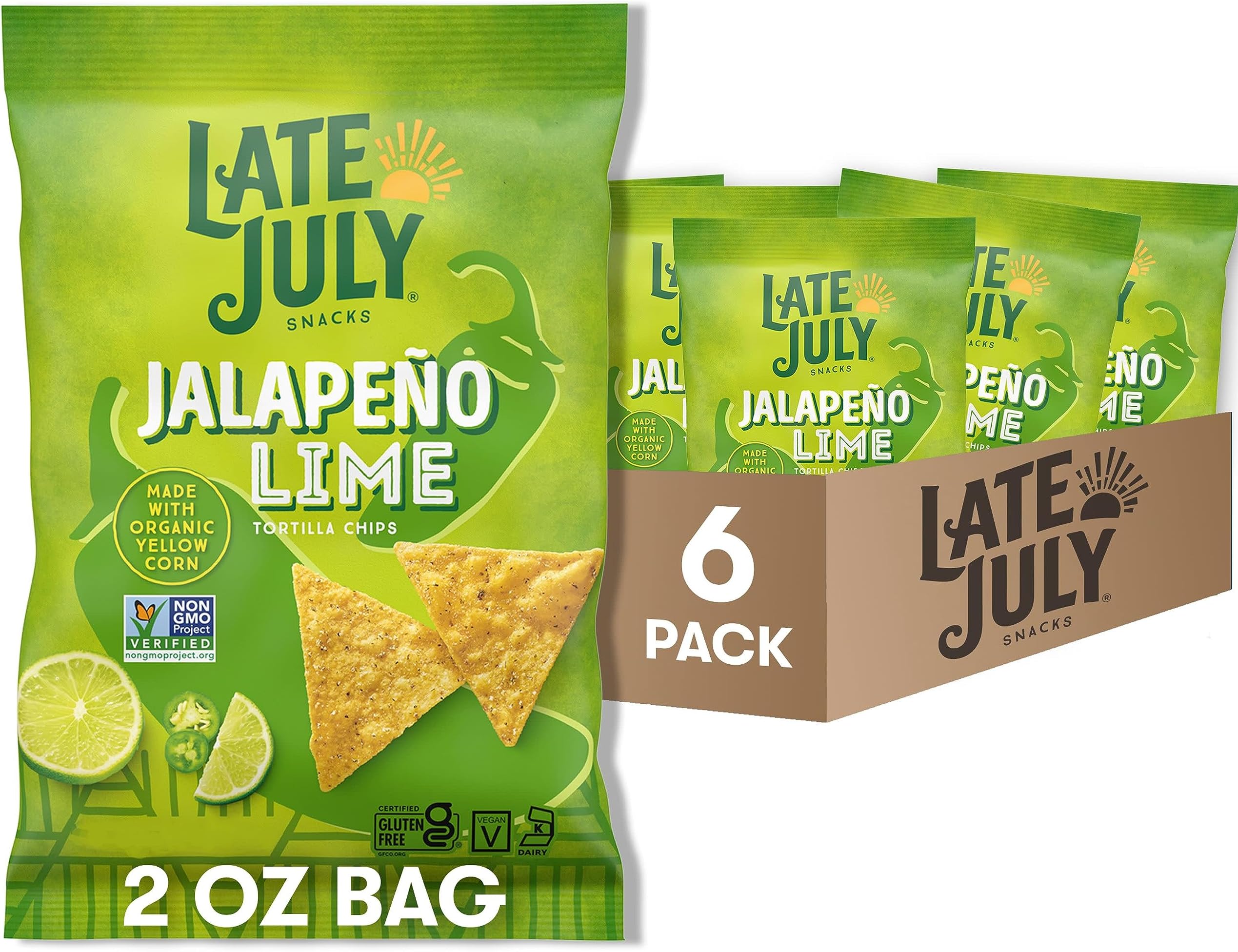 Amazon.com: Late July Snacks, Jalapeño Lime Tortilla Chips, 2-oz. Snack ...