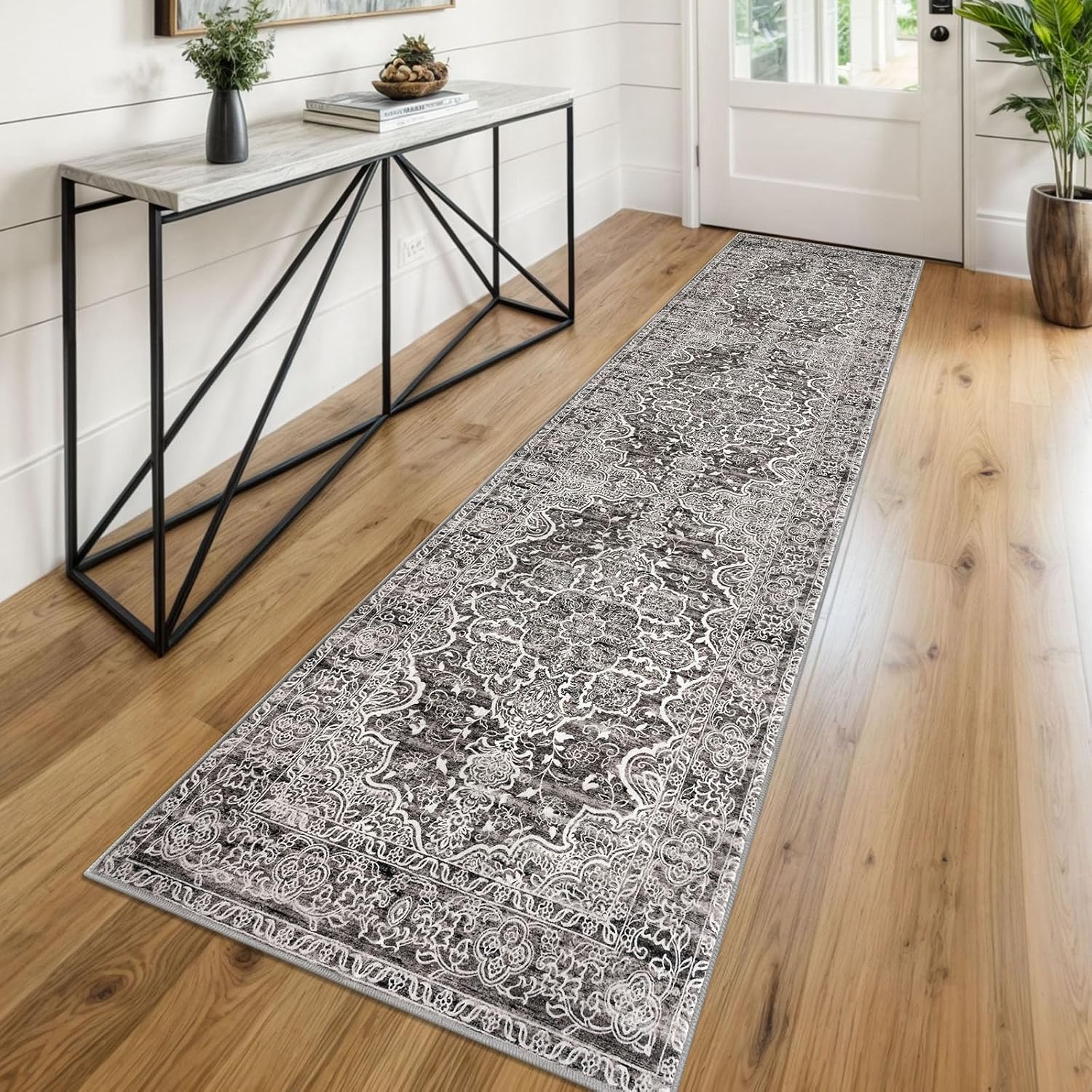 Amazon.com: KUTA Hallways Runner Rug 2x8 Tan Grey, Vintage Floral ...