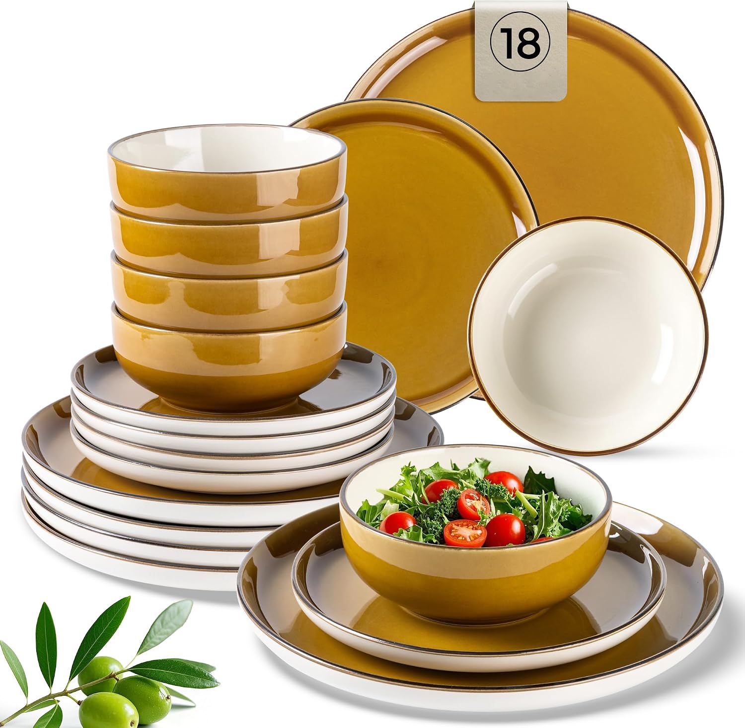 Amazon.com | GBHOME Ceramic Dinnerware Sets, 18 Pieces Stoneware ...