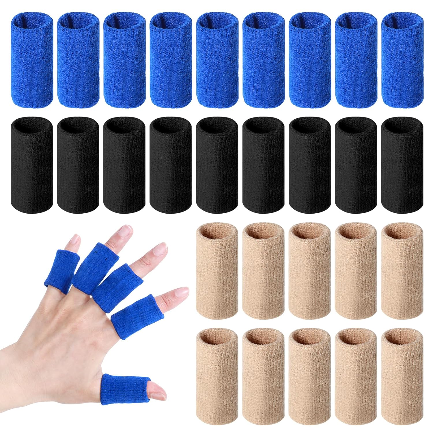 Amazon.com: Qianyu 30 Pcs Finger Arthritis Sleeves Elastic Thumb Splint ...