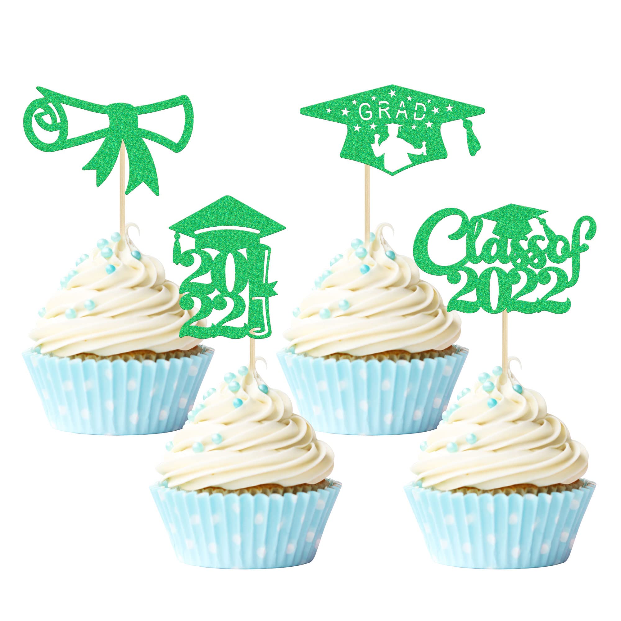 Buy Gyufise 24Pcs 2022 Graduation Cupcake Toppers Glitter Class of 2022 ...