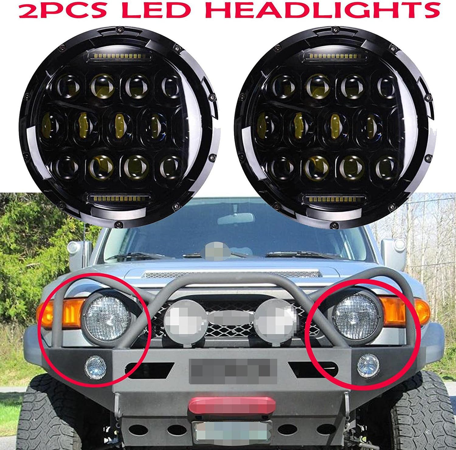 Amazon.com: 7 Inch For Toyota FJ Cruiser LED Round Headlights Hi/Lo ...