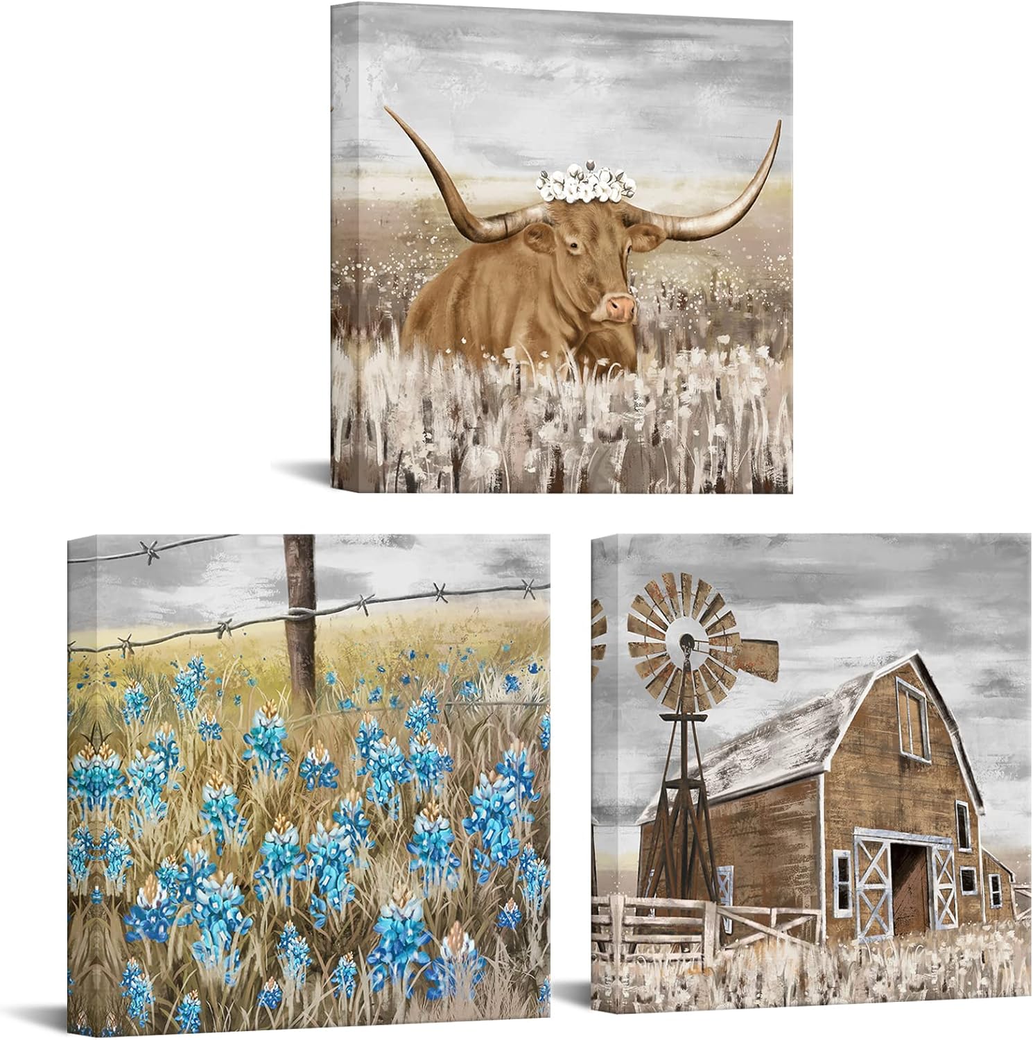 Amazon.com: NutArtPic Farmhouse Canvas Art Farm Landscape Wall Art ...