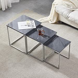 Rainbow Tree Set of 3 Nesting Coffee Tables for Living Room, Nest of 3 Nested Tables Sofa Side ...