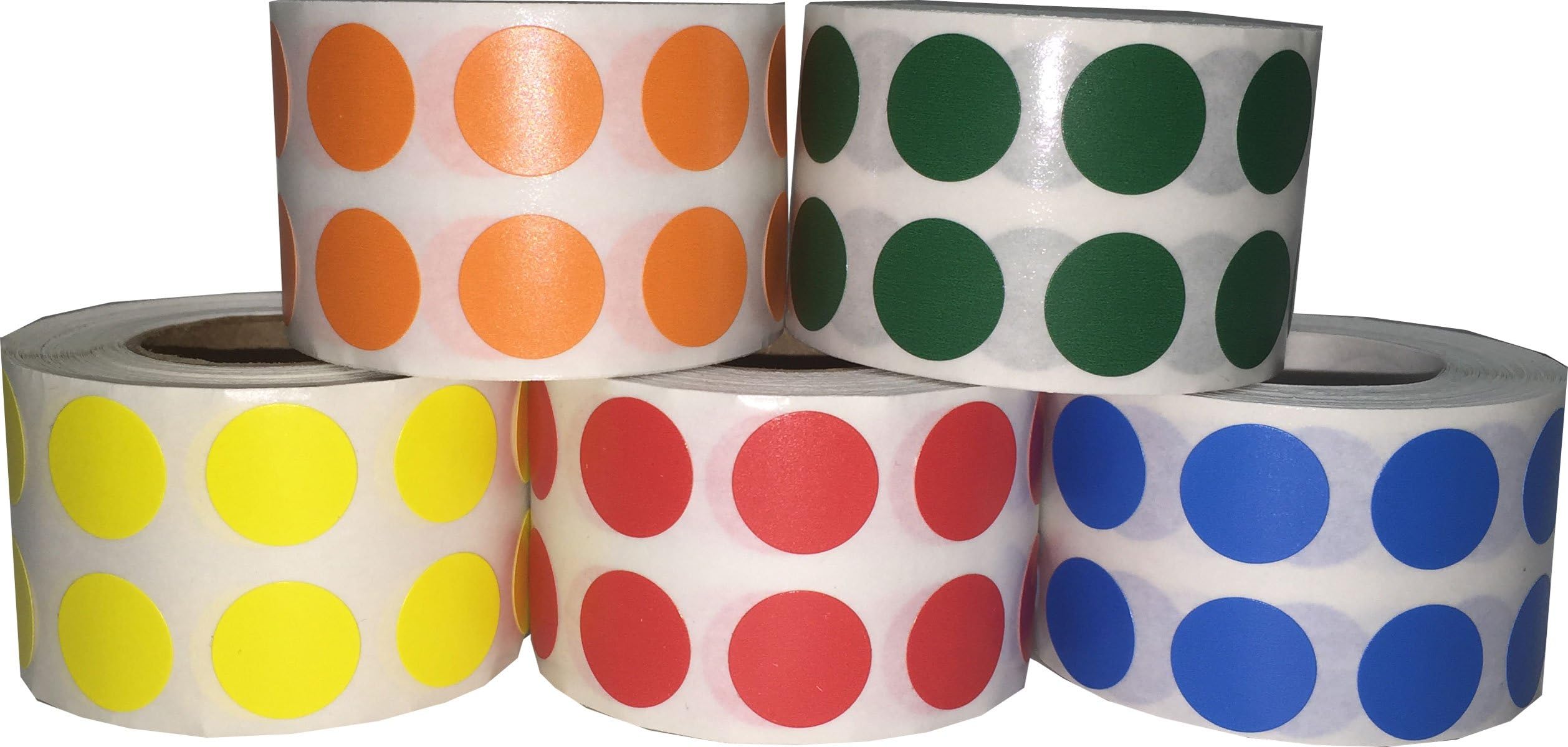 5 Different Color Coding Dot Stickers 12.7 mm 0.5 Inch Round 1000 Each ...