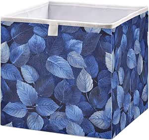 Amazon.com: Msyxl Blue Leaf Motif Storage Cubes 11x11 Inch Foldable ...