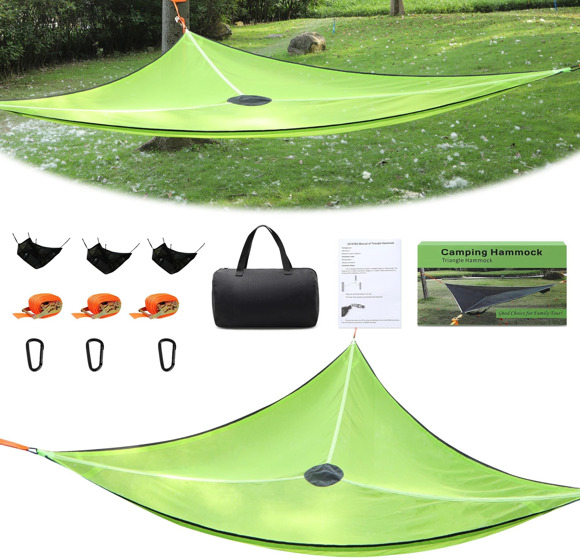 Amazon.com: ISTATSO Triangle Hammock for Outside, Portable Camping ...