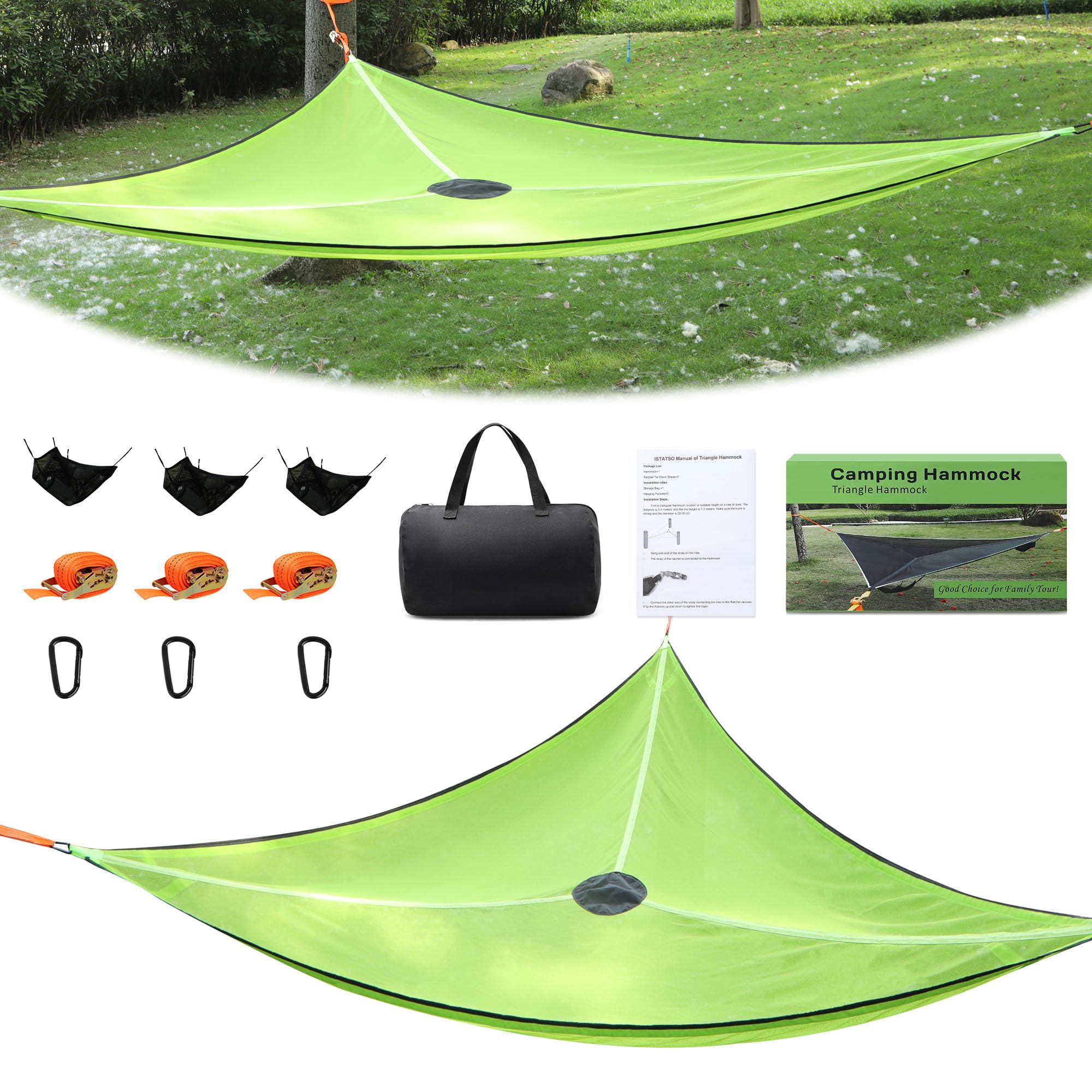 Amazon.com: ISTATSO Triangle Hammock for Outside, Portable Camping ...