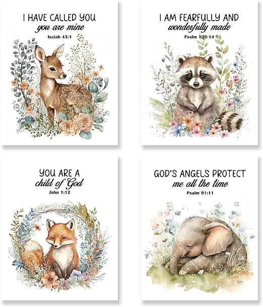 Amazon.com: KSDUT Christian Bible Verse Wall Art Decor Set of 4 ...