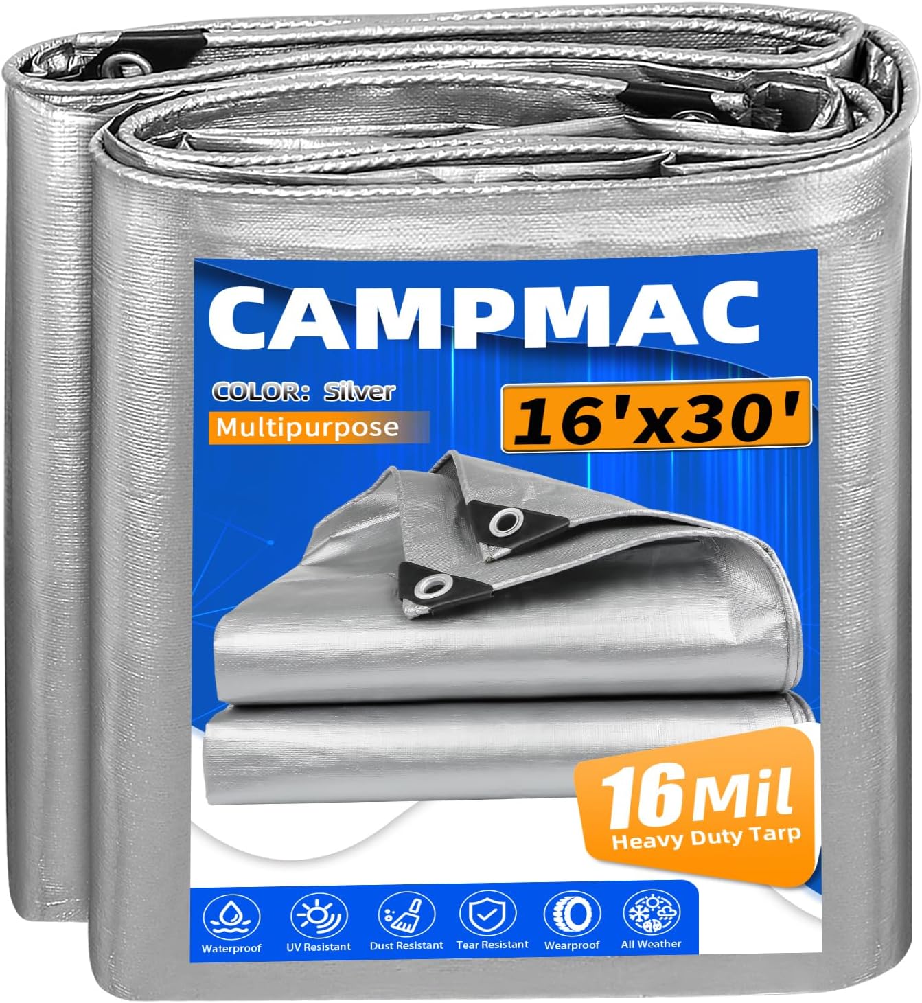 Amazon.com: Extra Heavy Duty Tarp, 16 Mil Thick, High Durability, with ...