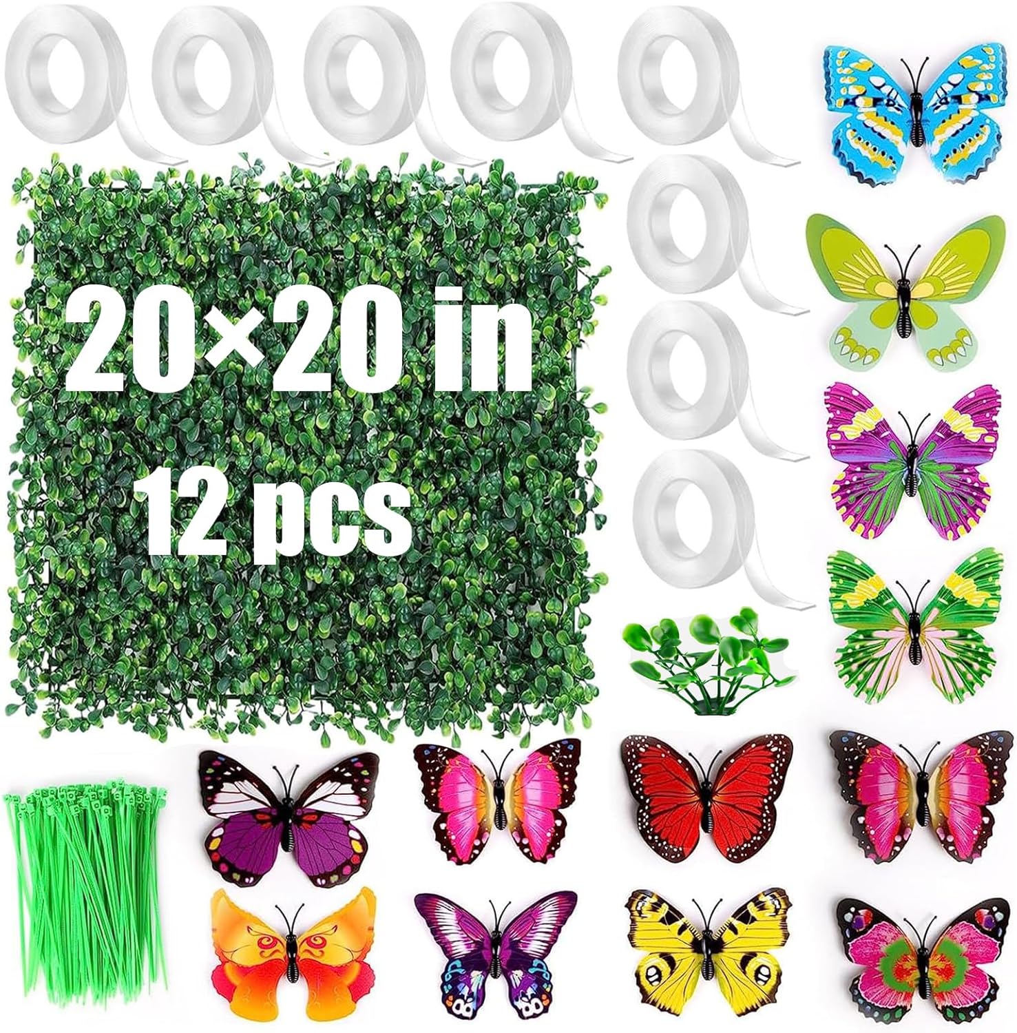 Amazon.com: ZHZCJB 20 X 20 in 12P Artificial Grass Wall Panel Backdrop ...