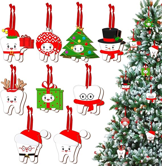 Amazon.com: Hoteam 36 Pcs Christmas Tooth Ornaments for Tree Double ...