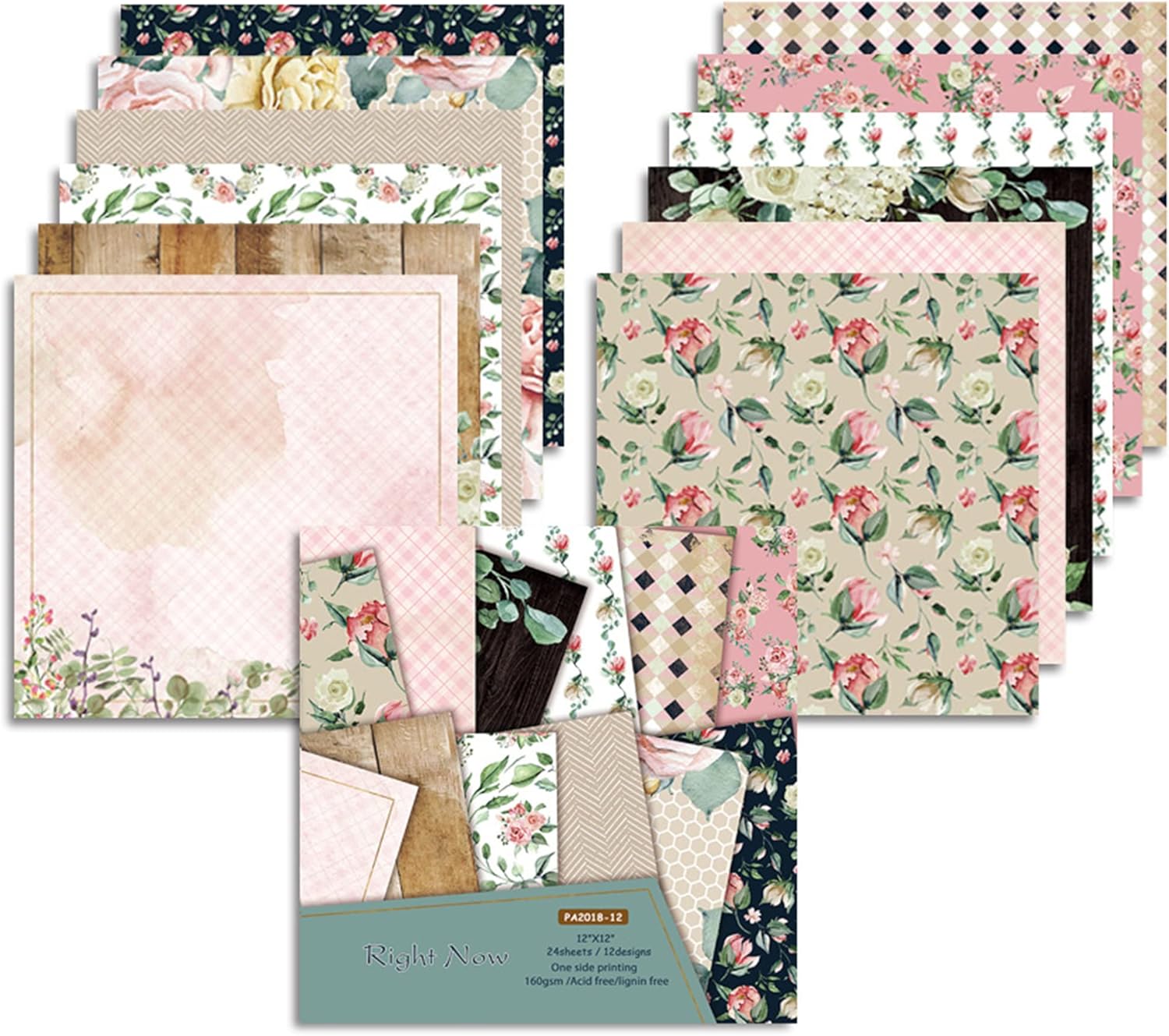 Amazon.com : Scrapbook Cardstock Paper 24 Sheets 12x12 Lovely Garden ...