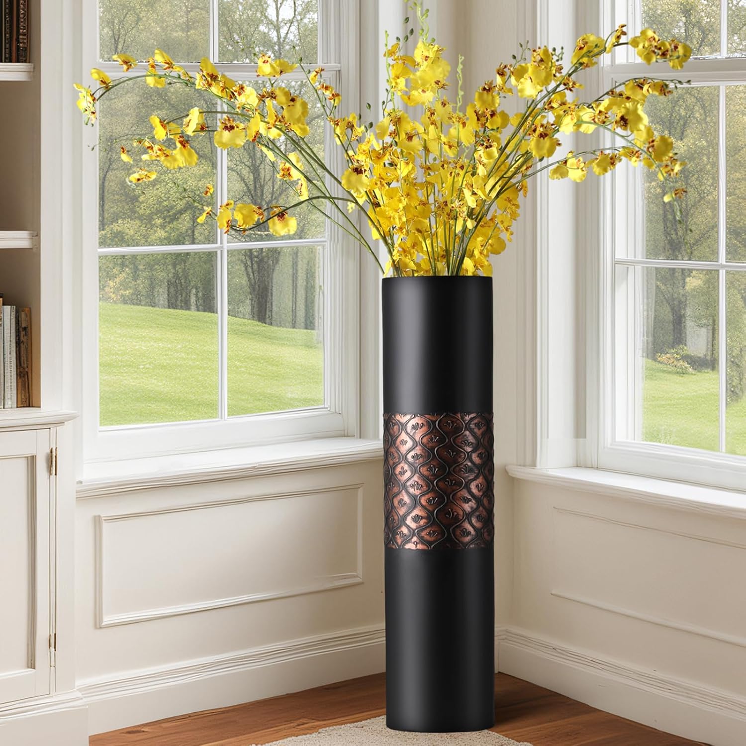 Amazon.com: Black and Gold Classical Vase 24.6 Inch Tall Floor Decor ...