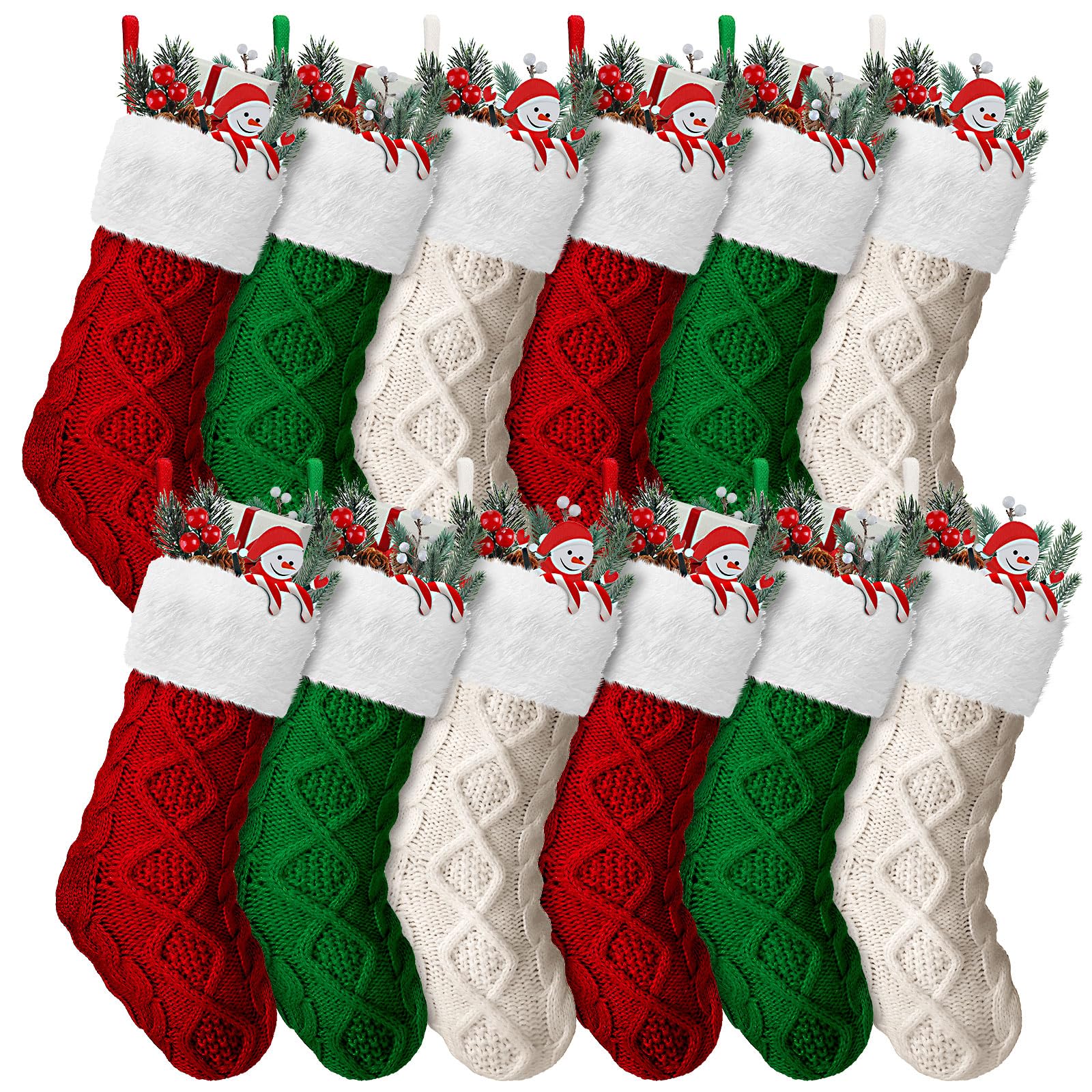Amazon.com: Christmas Stockings Mini Knitted Xmas Socks 8.3 Inches ...