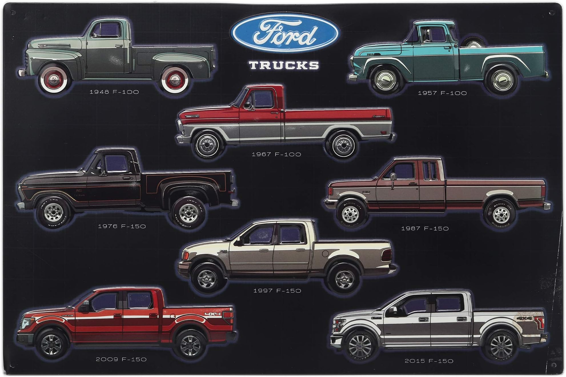 Amazon.com : Hangtime Ford Truck Sign, Vintage Metal Decor with Classic ...