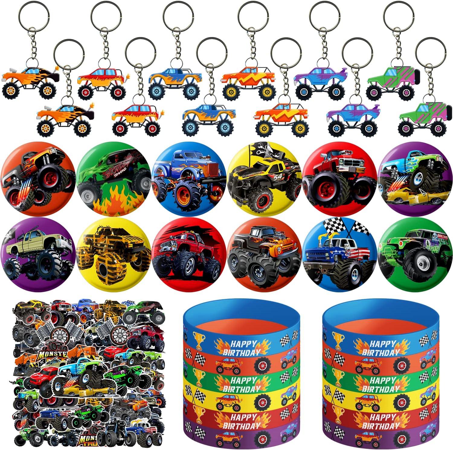 Amazon.com: 86 Pcs Monster Truck Birthday Party Supplies, Monster Truck ...