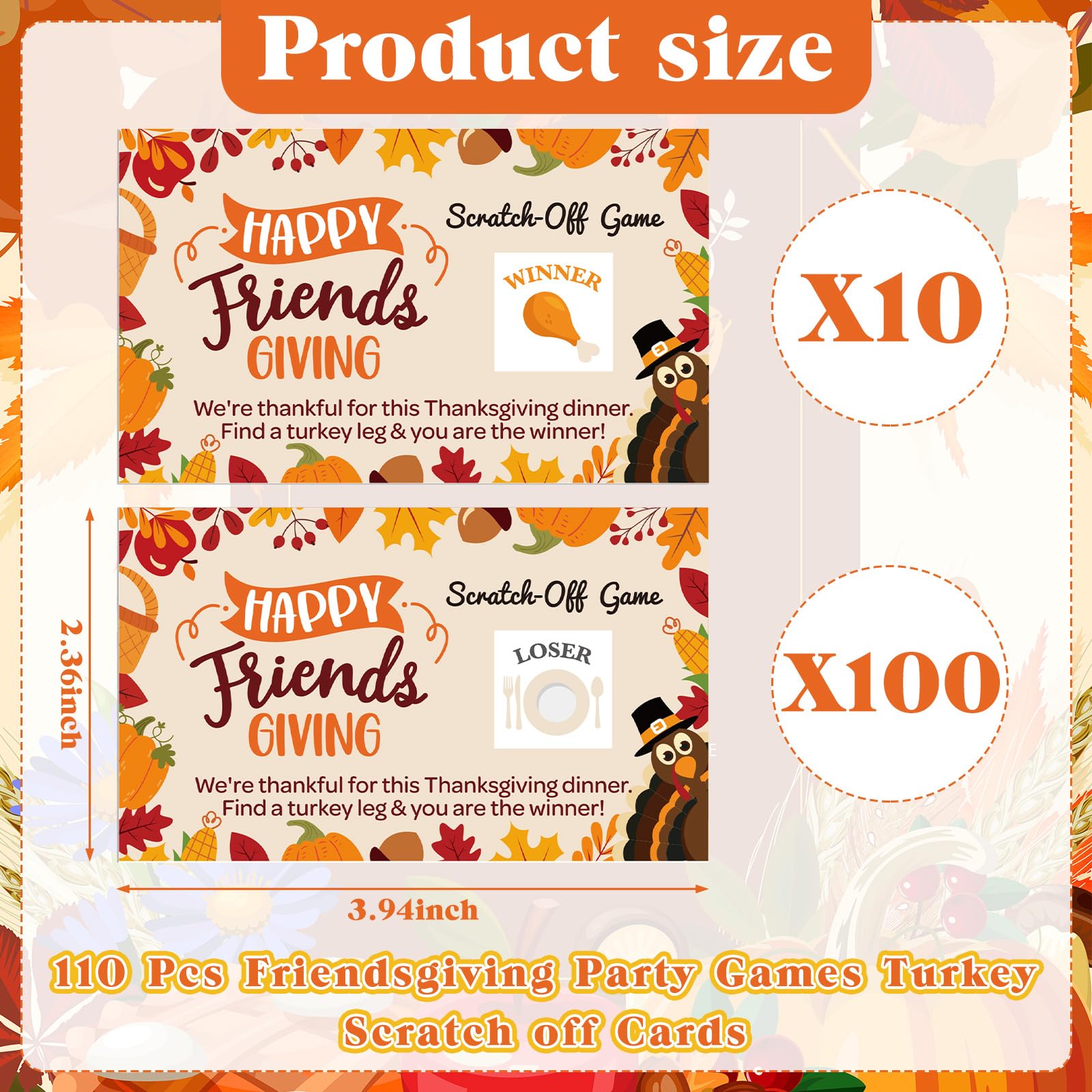 Snapklik.com : Spakon 110 Pcs Friendsgiving Party Games Turkey Scratch ...