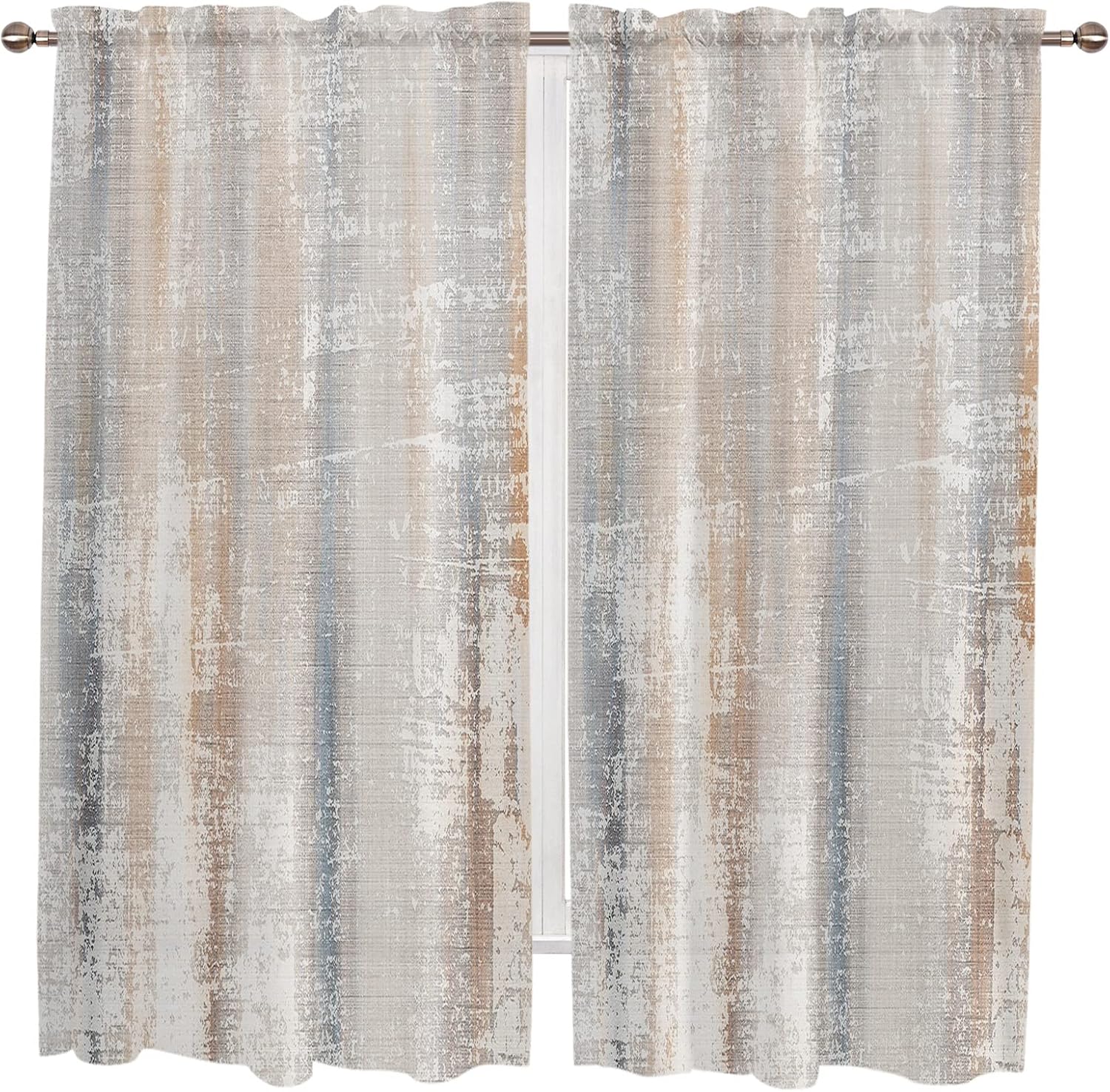 Amazon.com: LBDEKOR Abstract Art Sheer Curtains 72 Inch Length, Kitchen ...