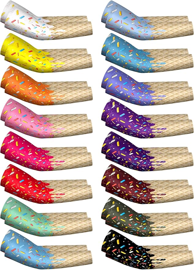 Amazon.com: JaGely 16 Pairs Ice Cream Arm Sleeves for Kids UV Sun ...
