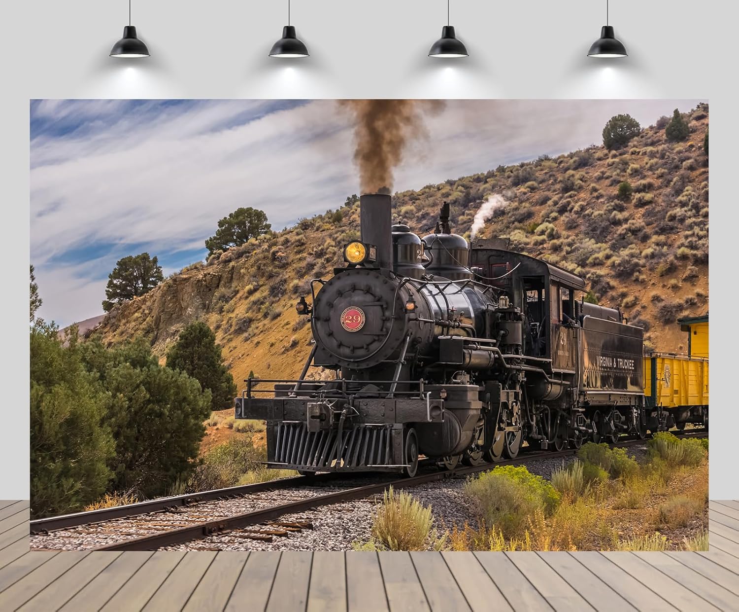 Amazon.com : CHNYWORK 7ftx5ft Steam Locomotive Train Backdrop Vintage ...
