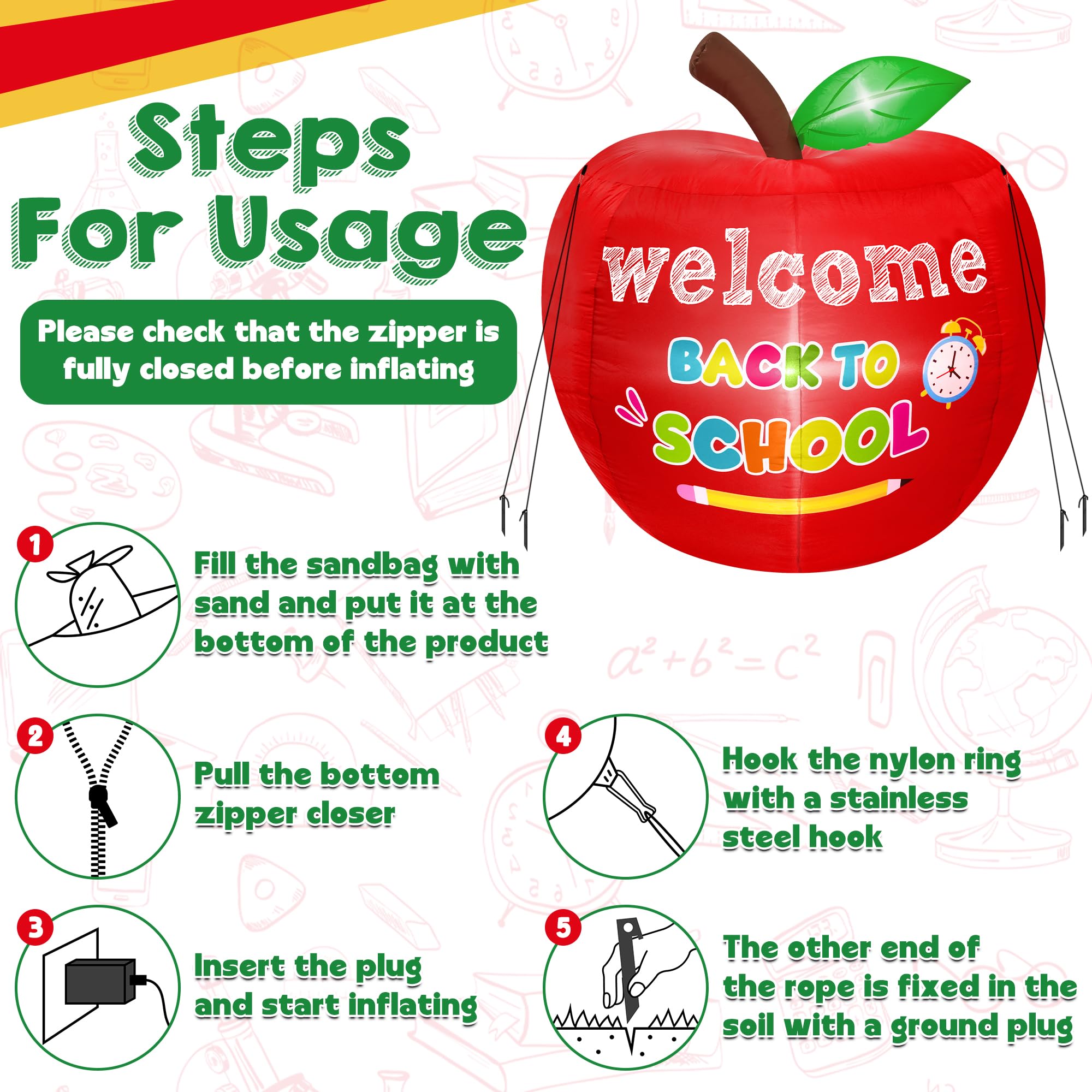 Snapklik.com : Back To School Decorations, 5FT Apple-Shaped Outdoor ...