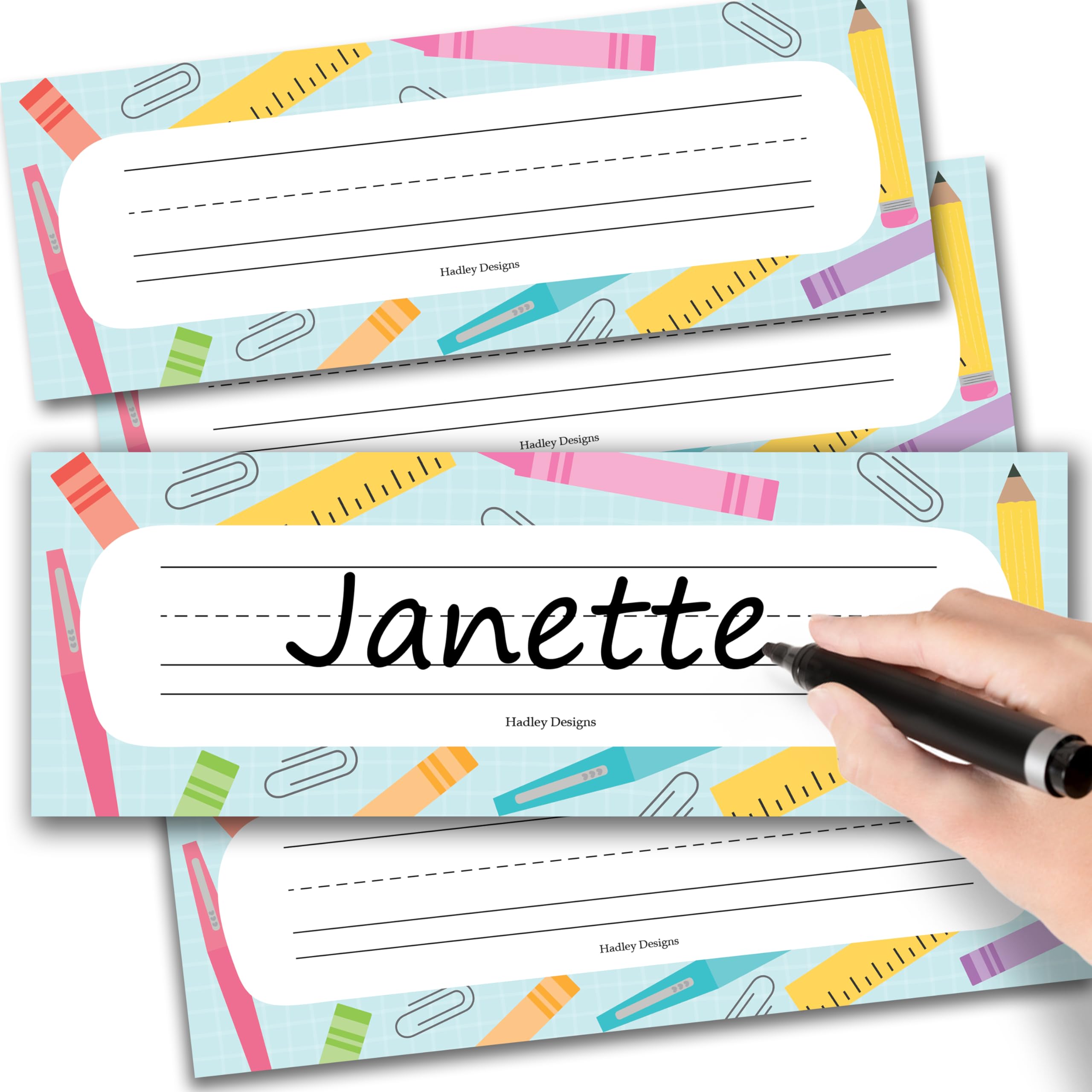 Amazon.com: 25 Colorful Student Desk Name Tags Classroom - Student Name ...