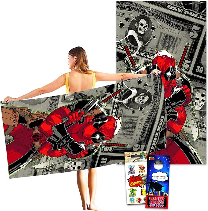 Amazon.com: Marvel Deadpool Beach Towel Set - Bundle with 40" x 72 ...