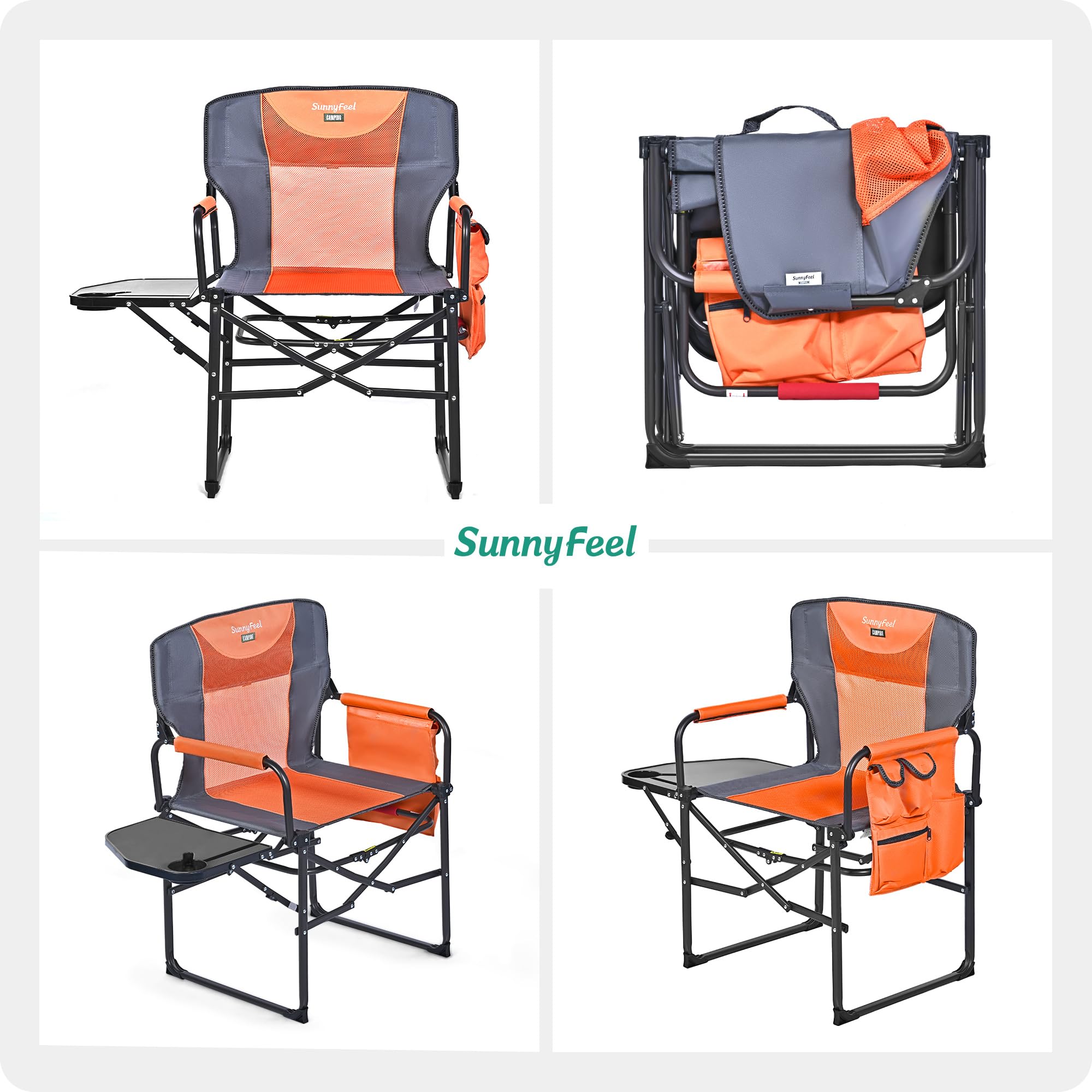 SUNNYFEEL Camping Directors Chair, Heavy Duty,Oversized Portable ...