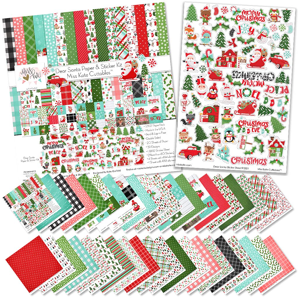 Amazon.com: Paper & Sticker Kit - Dear Santa - Christmas - 20 Double ...