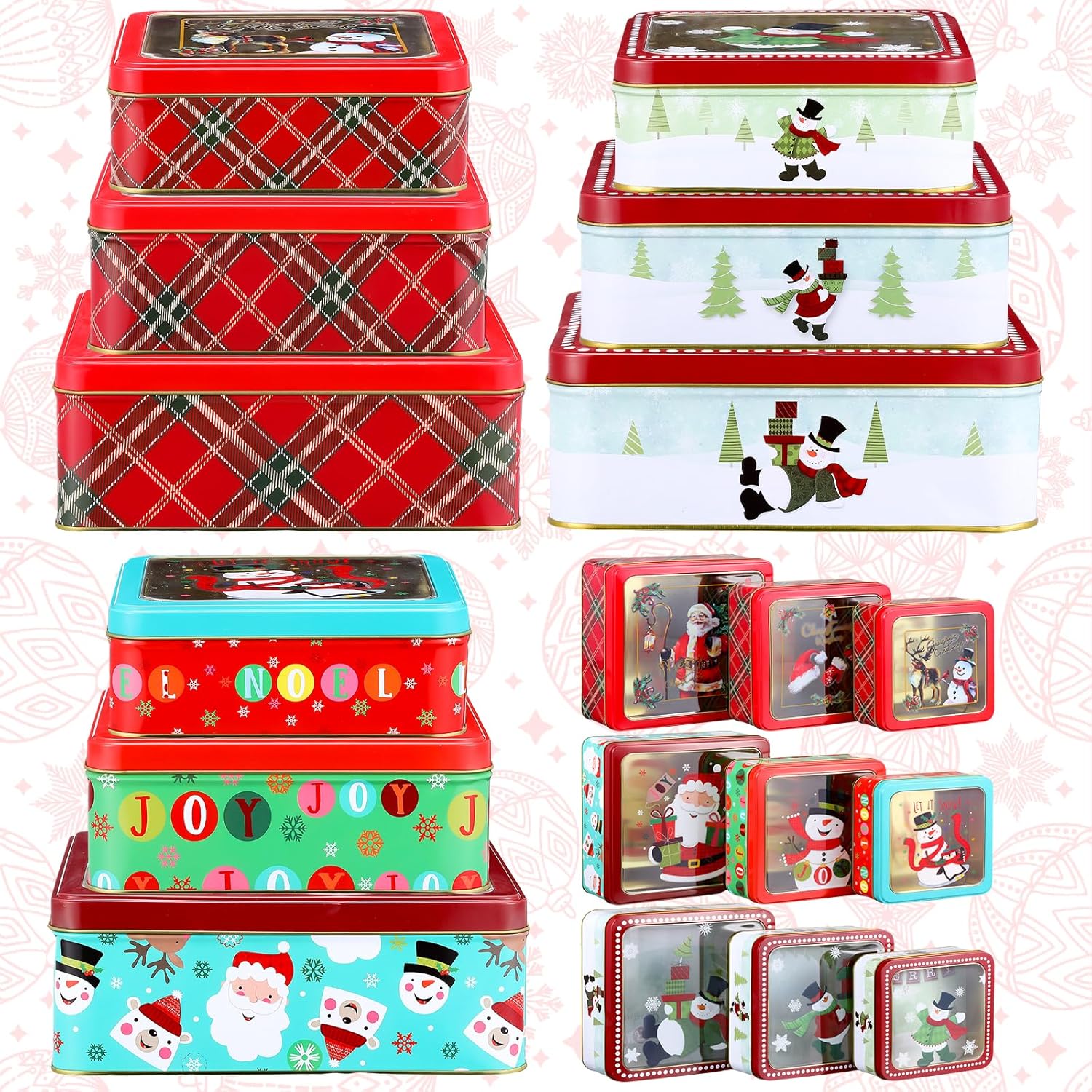 Amazon.com: Nitial 9 Pack Christmas Cookie Tin with Lid for Gift Giving ...