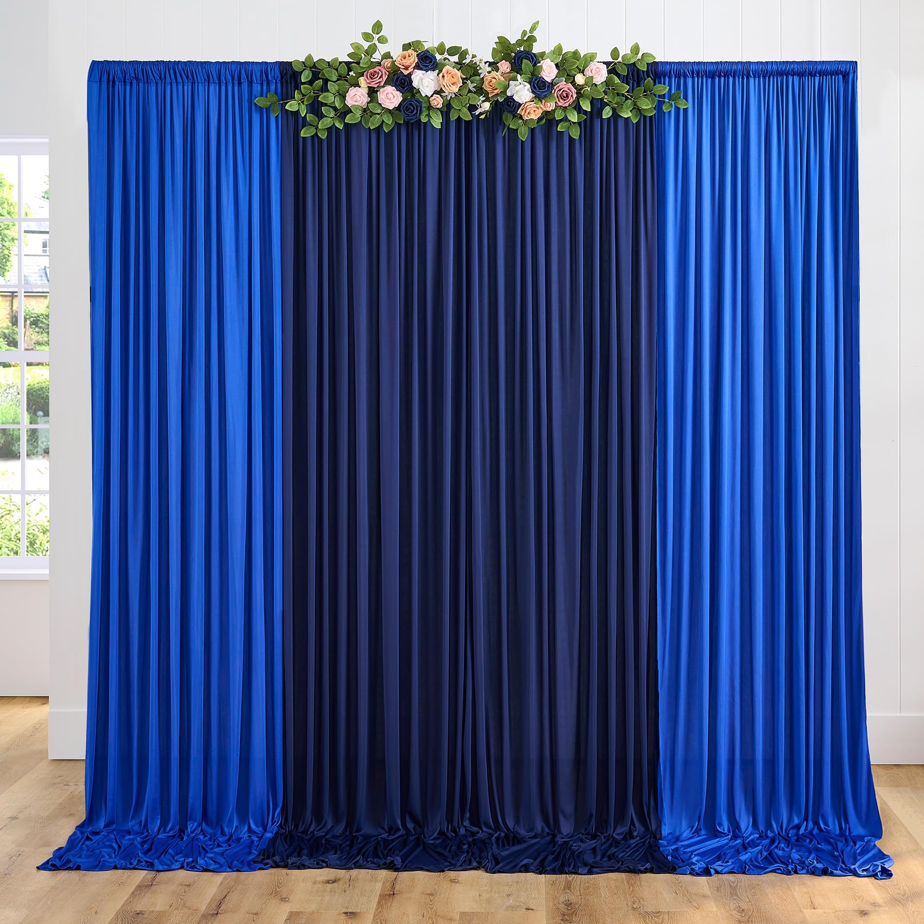 Amazon.com : 10x10ft Wrinkle Free Royal Blue Backdrop Curtains & Navy ...