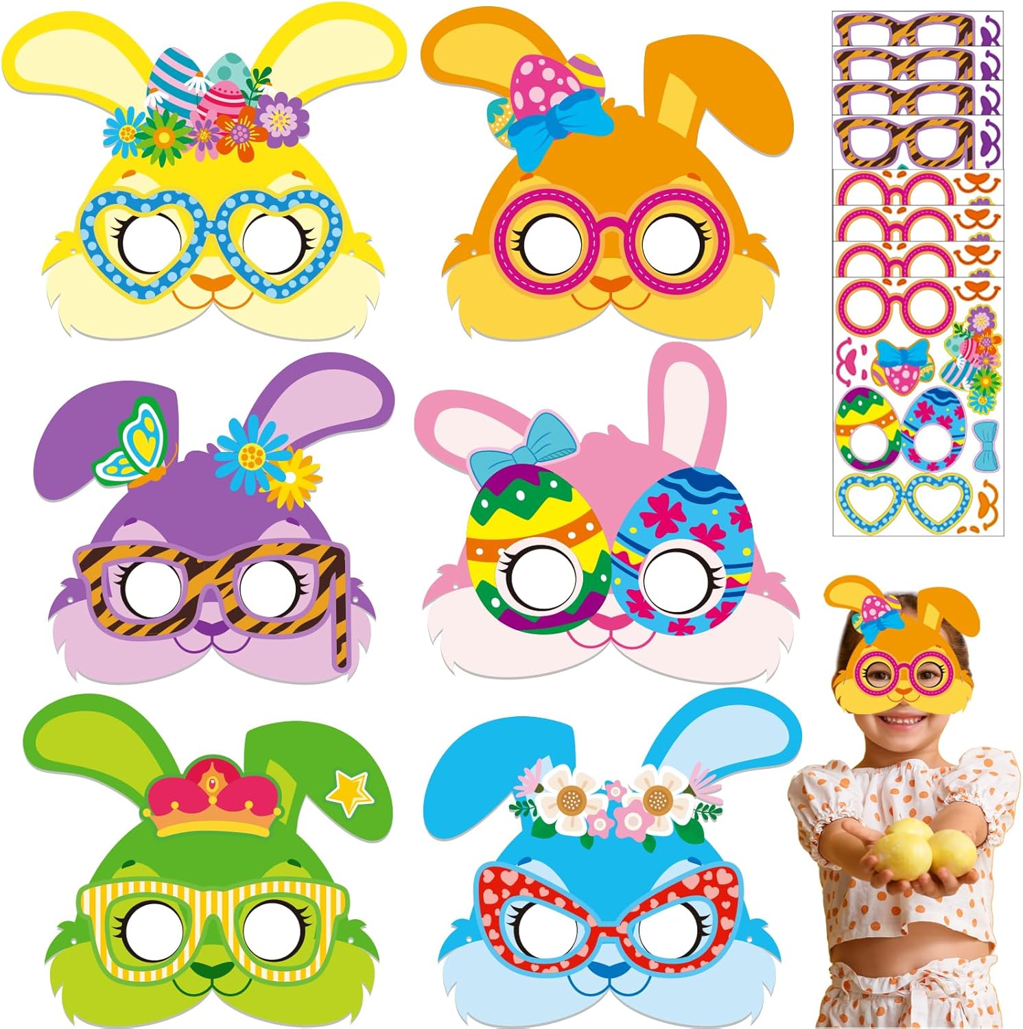 Amazon.com: Kepeel 24 Packs Easter Bunny Mask Craft Kit for Kids, Make ...