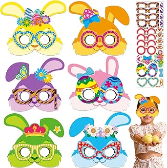 Amazon.com: Kepeel 24 Packs Easter Bunny Mask Craft Kit for Kids, Make ...