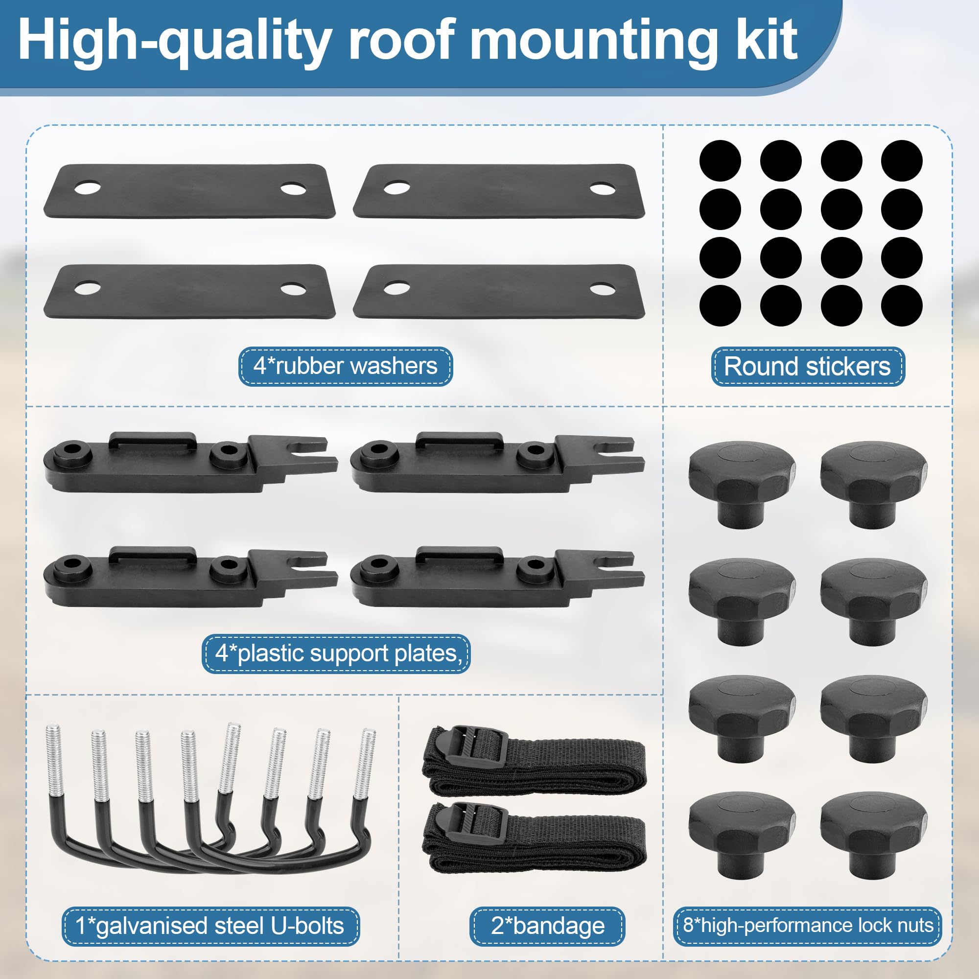 Snapklik.com : 4 Pcs Universal Roof Rack Brackets, Roof Box U-Bolt ...