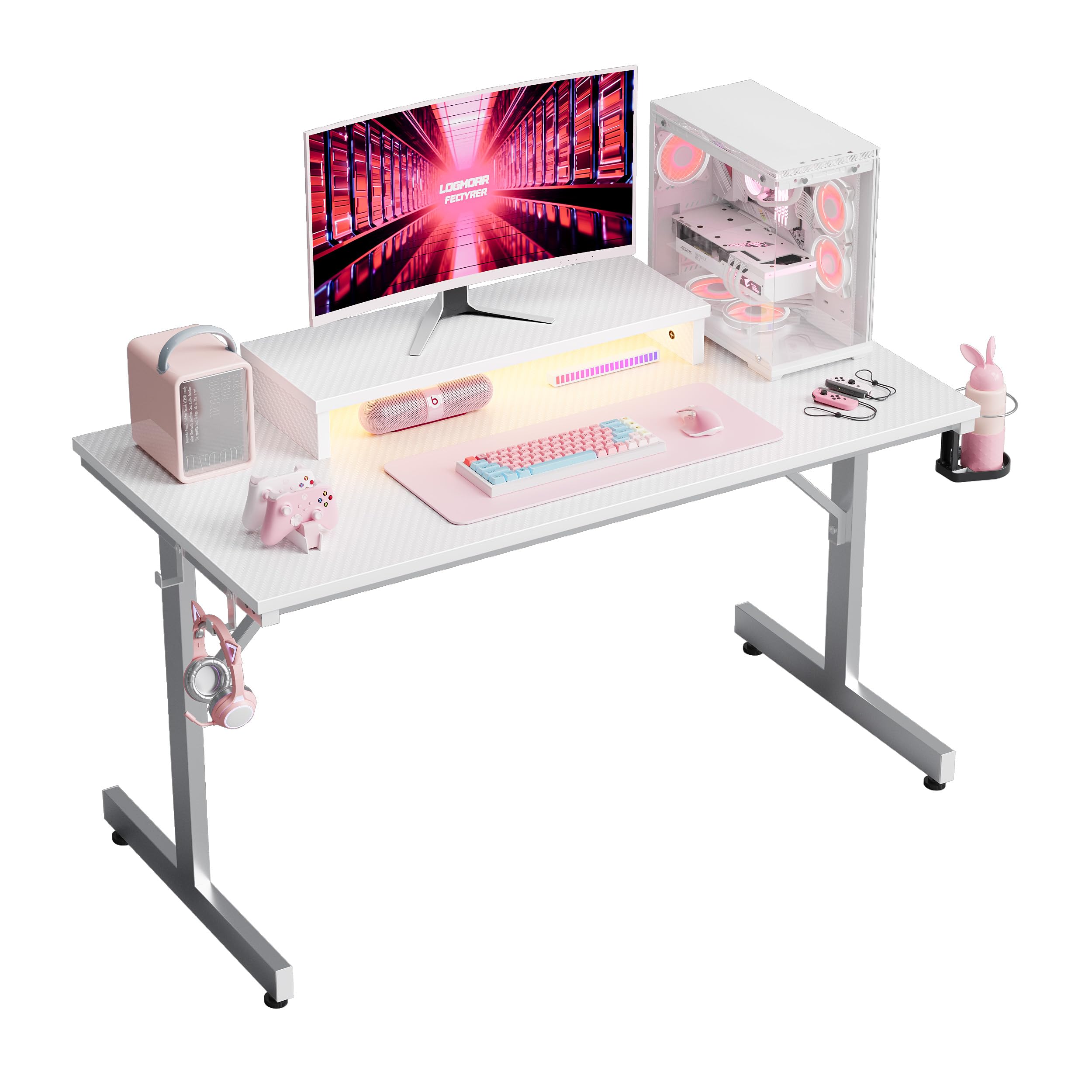 Bestier Small Gaming Desk with Monitor Stand, 106.6 CM LED Computer ...