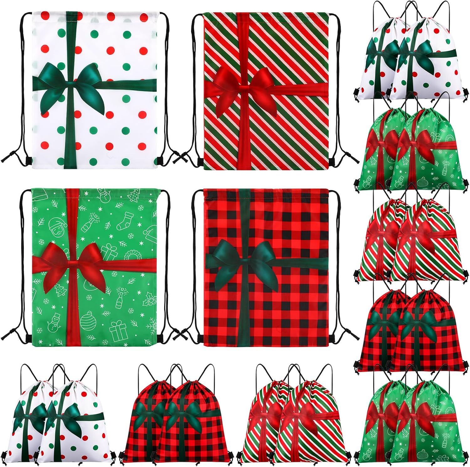 Amazon.com: Reginary 20 Pcs Christmas Drawstring Bags Christmas Party ...