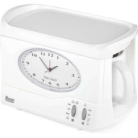 Coffee & Tea Alarm Clock (White) - Automatic Timer Machine Wake-Up ...
