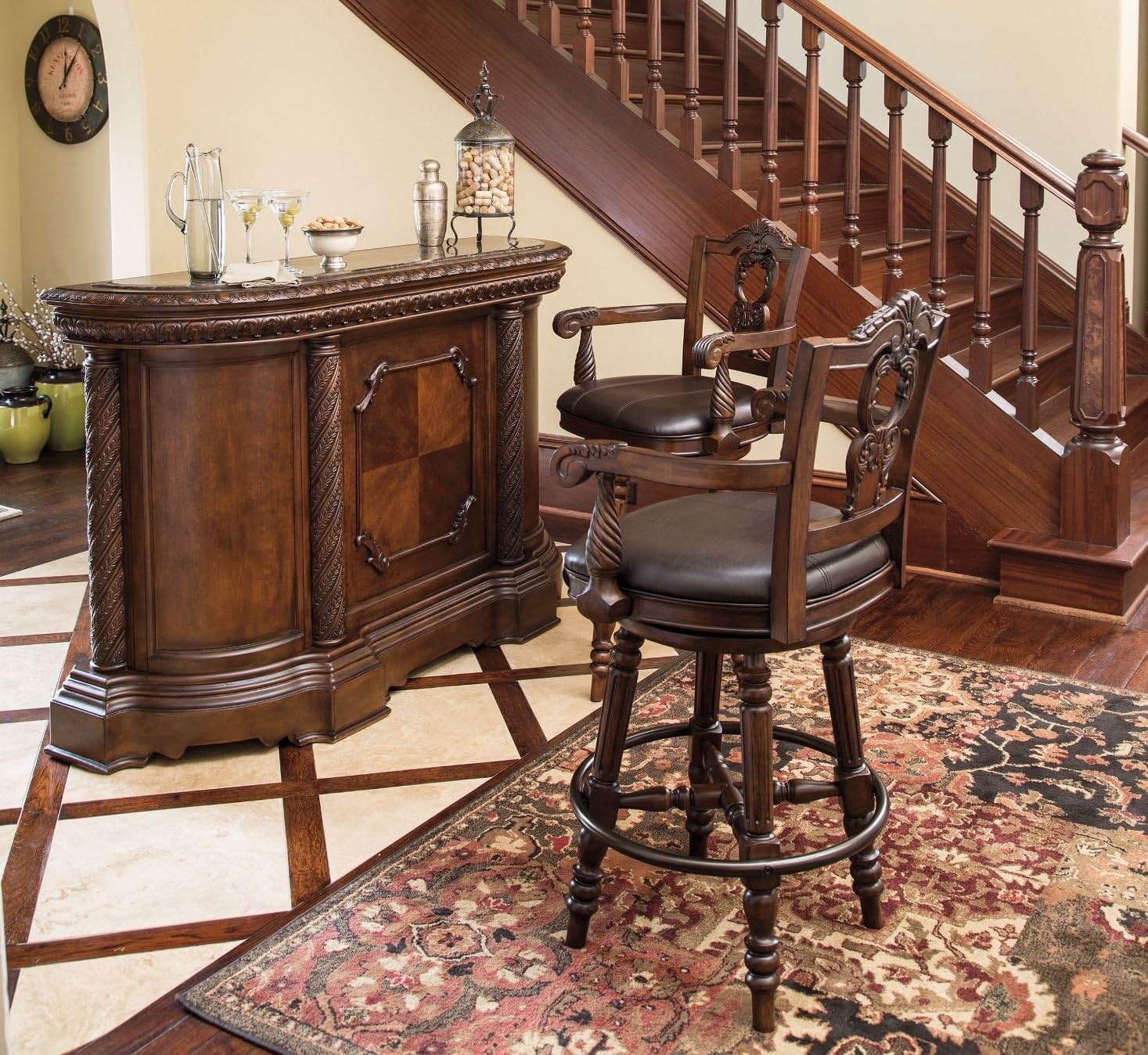 Amazon.com: Signature Design by Ashley North Shore Marble Bar Set: Home ...