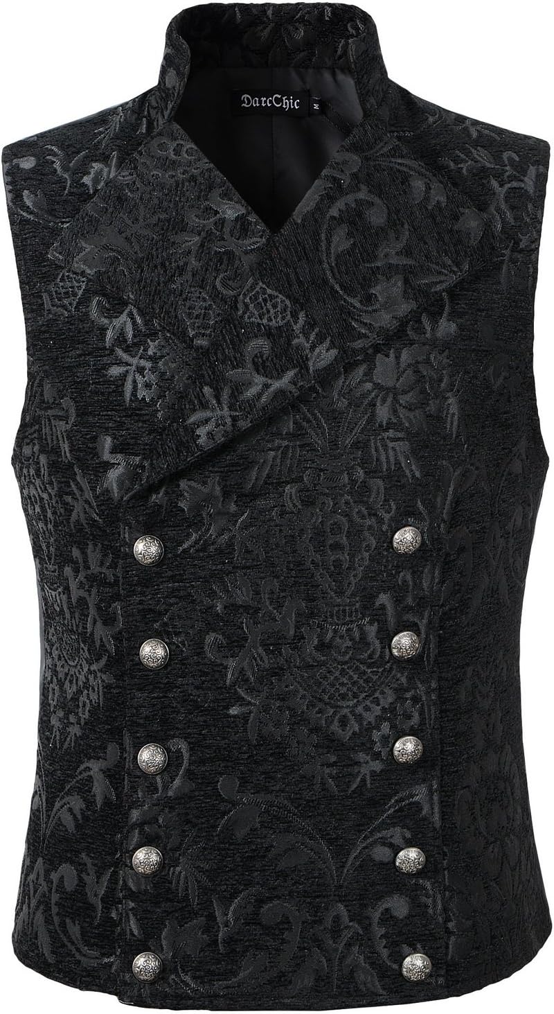 DarcChic Mens Tapestry Double-breasted Vest Waistcoat Gothic Aristocrat ...