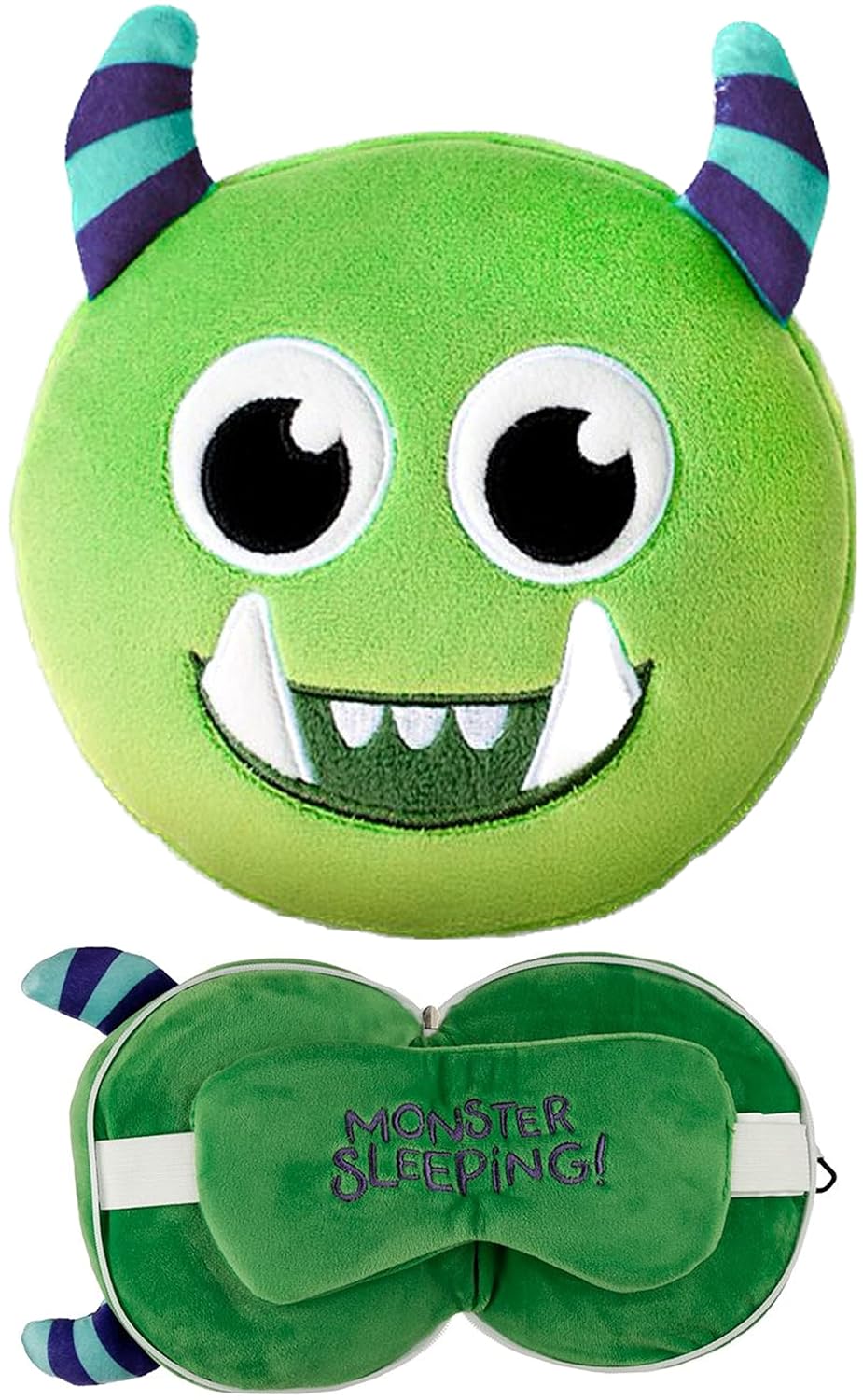 Puckator Relaxeazzz Green Monstarz Monster Round Plush Travel Pillow ...